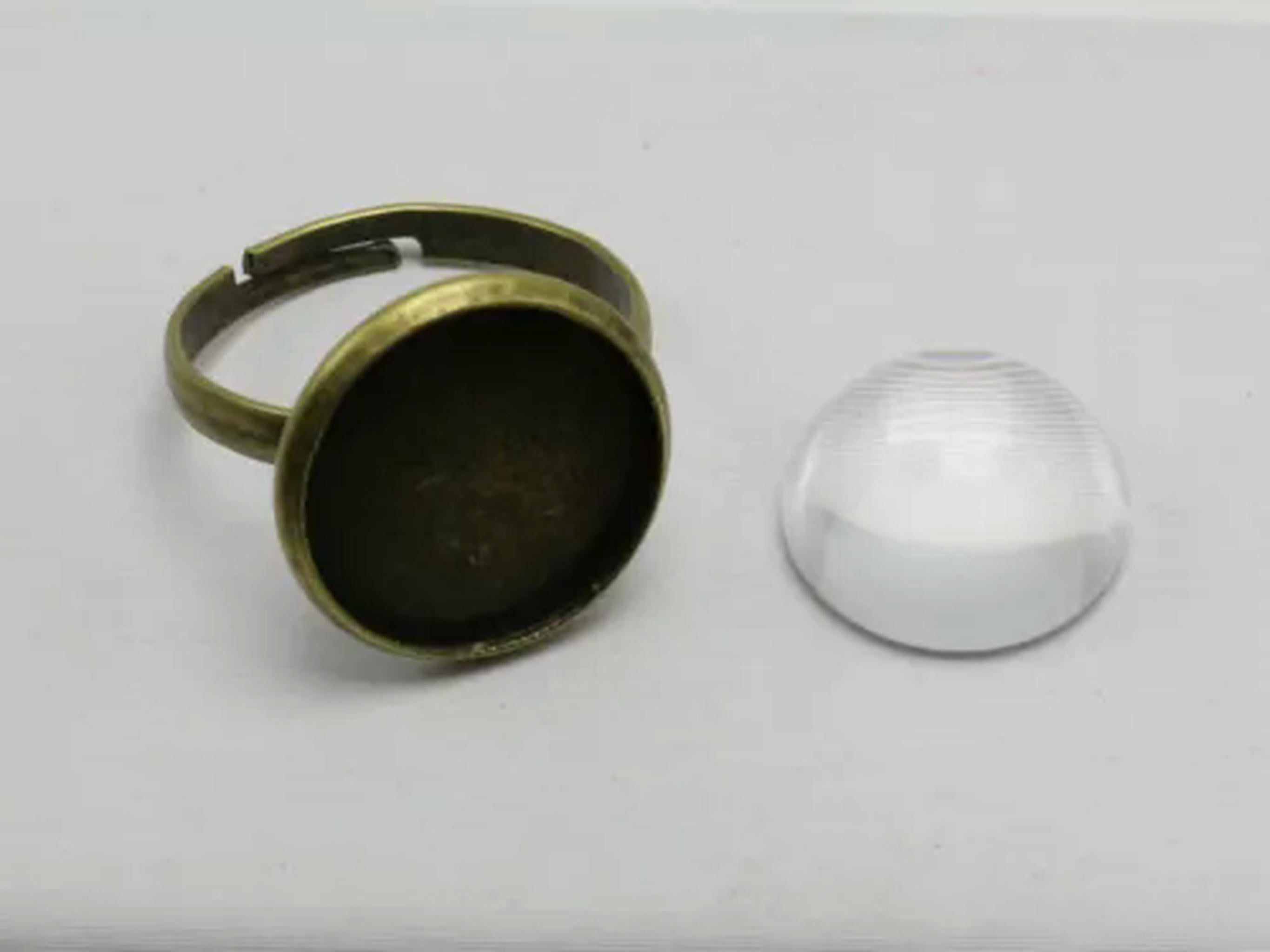 EOEMY 10 Bronze Rings With 14mm 16mm 18mm 20mm Glass Half Sphere Ball ...