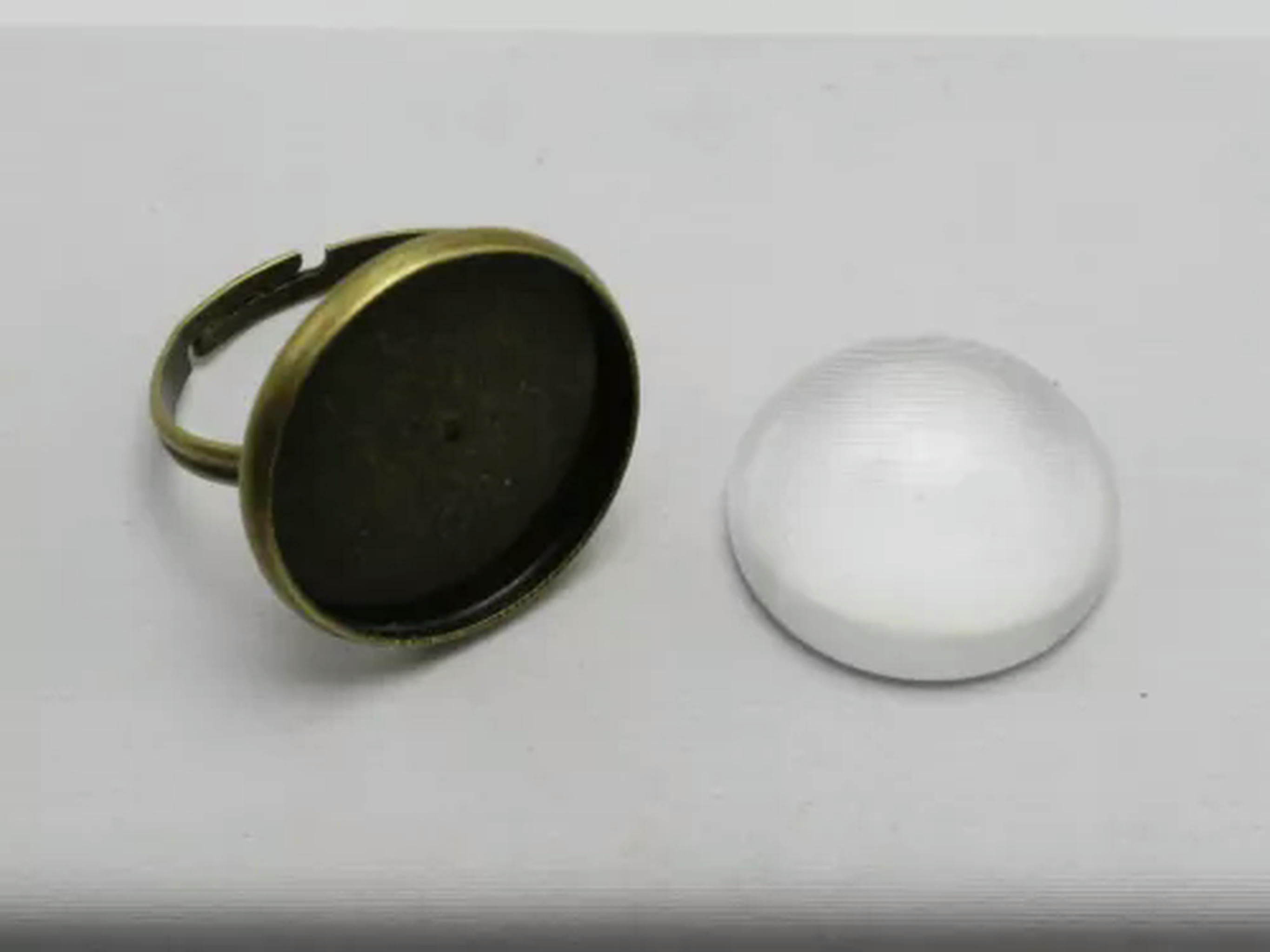 EOEMY 10 Bronze Rings With 14mm 16mm 18mm 20mm Glass Half Sphere Ball ...