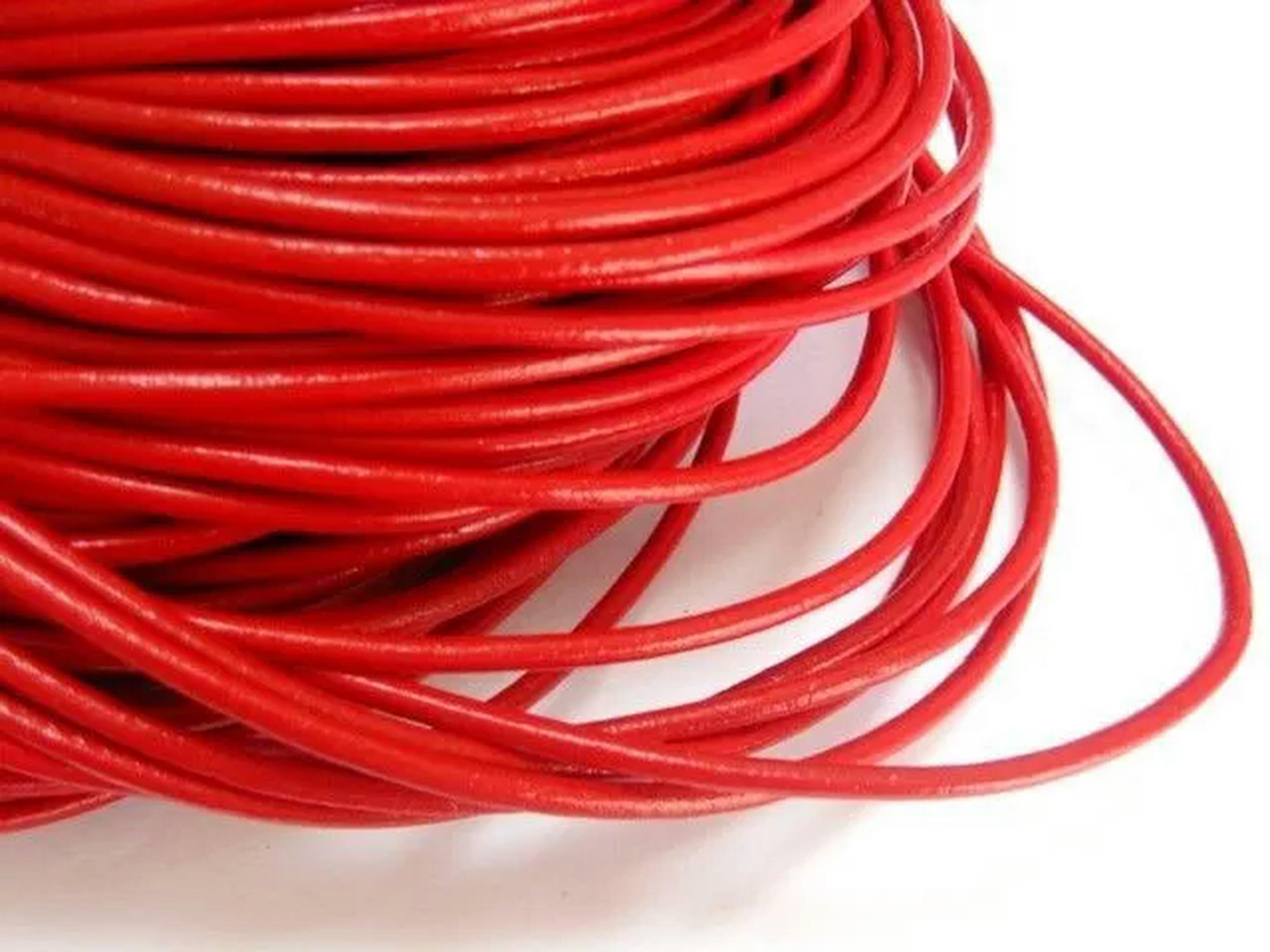 EOEMY 10 Meter(32.8 Feet) Red Round Real Genuine Leather Jewelry Cord ...