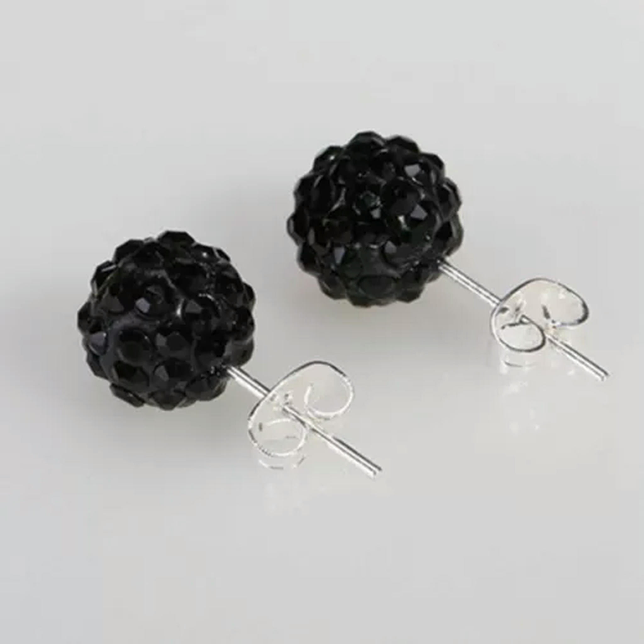 EOEMY 10 Pairs Sparkle Clay Rhinestone Ear Stud 10mm Crystal Pave Disco Ball Earrings-2# Black ...