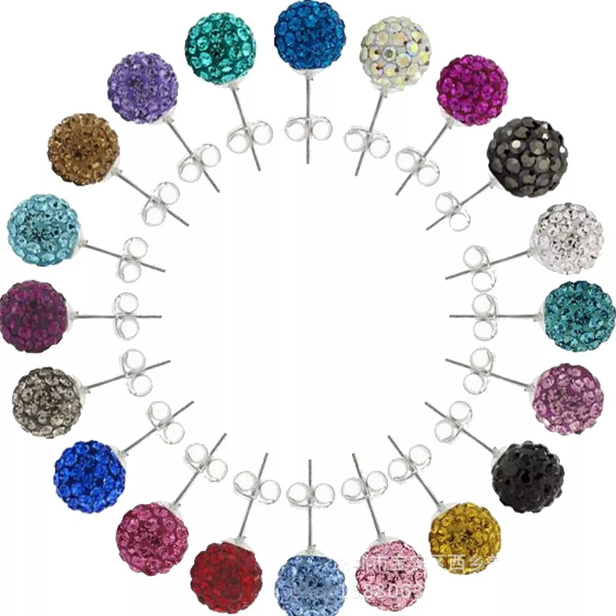 EOEMY 10 Pairs Sparkle Clay Rhinestone Ear Stud 10mm Crystal Pave Disco ...