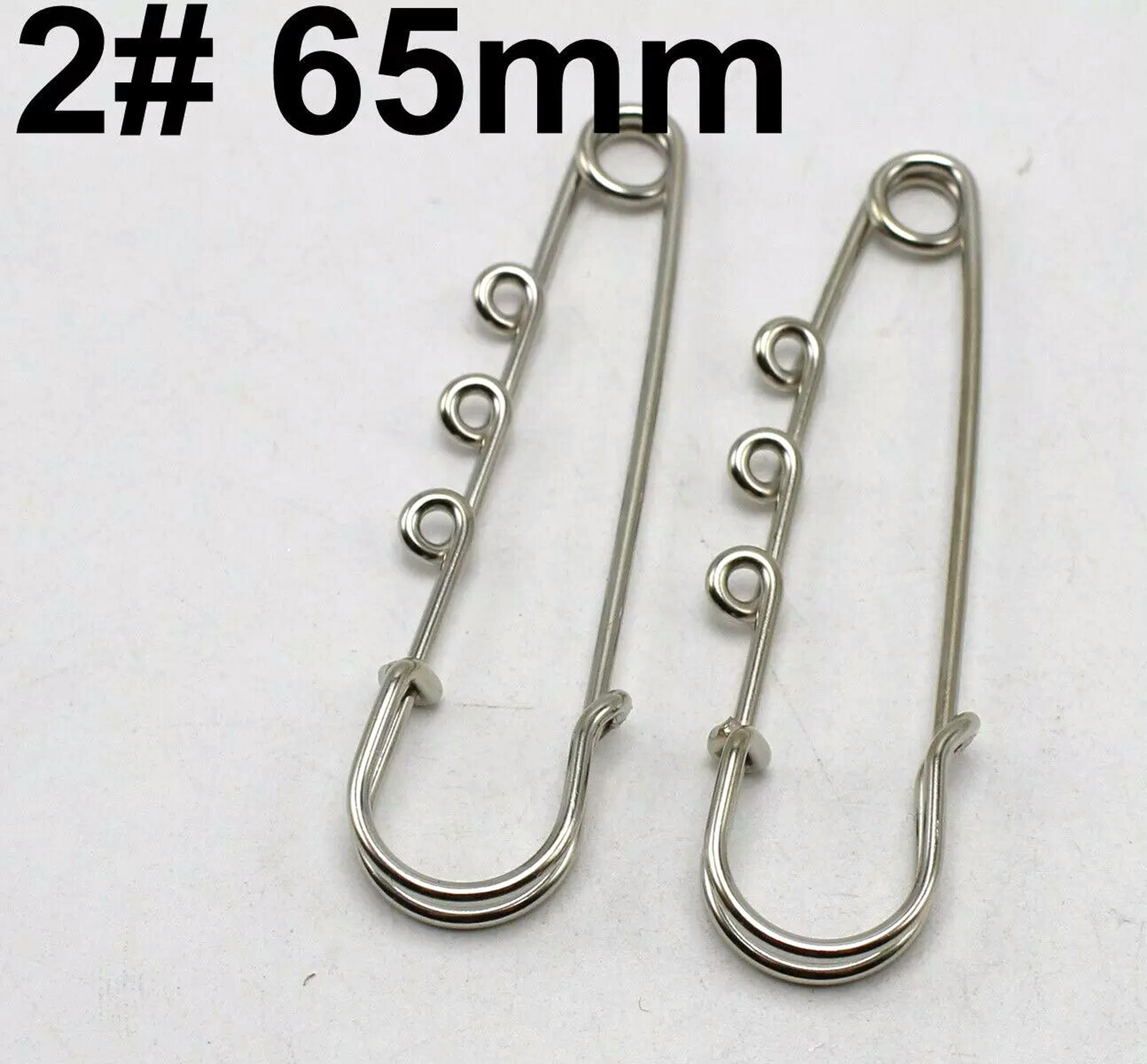 EOEMY 10 Silver Metal Durable Large Safety Brooch Pins With 3 Loops ...