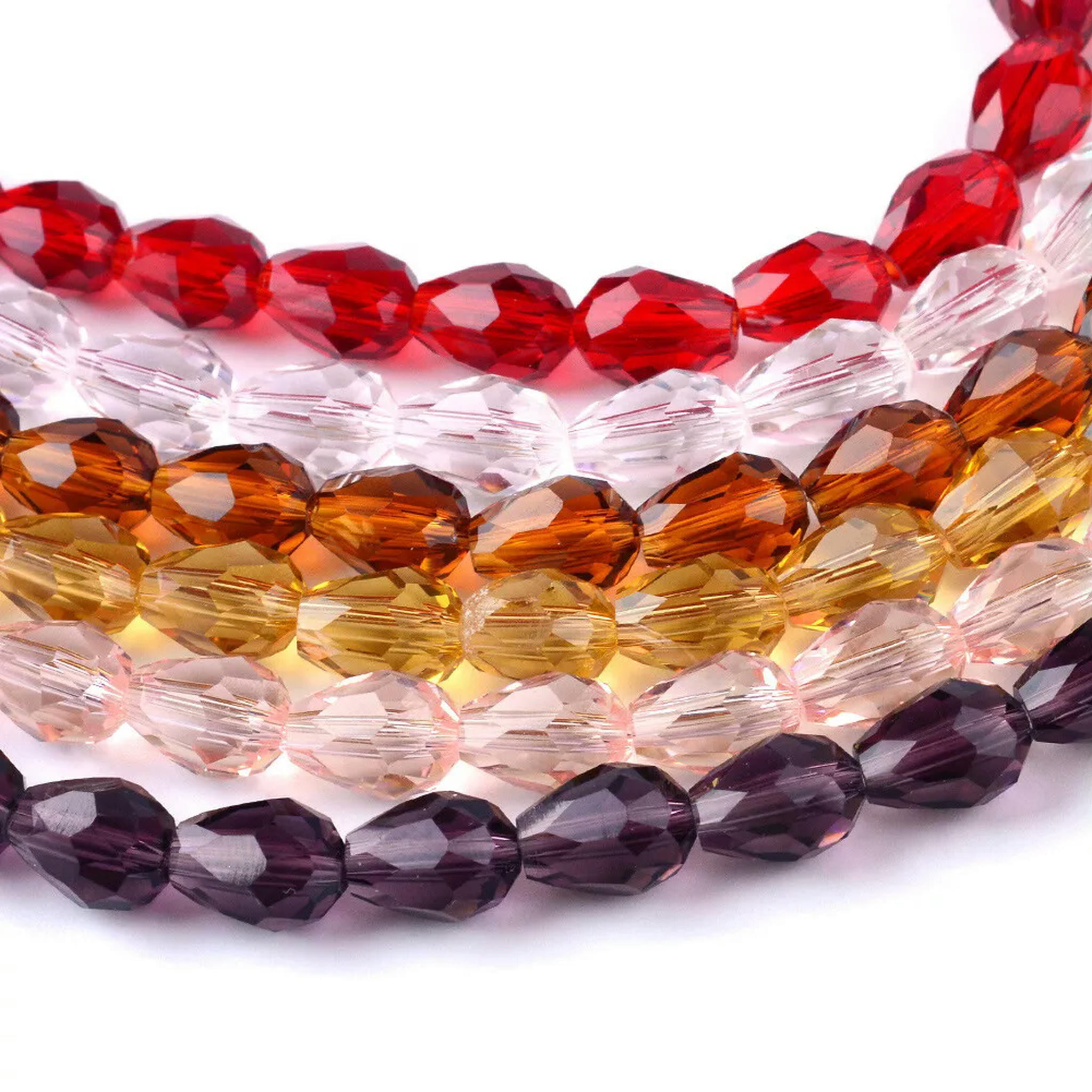 EOEMY 10 Strd Transparent Glass Faceted Drop Beads Mini Loose Spacer ...