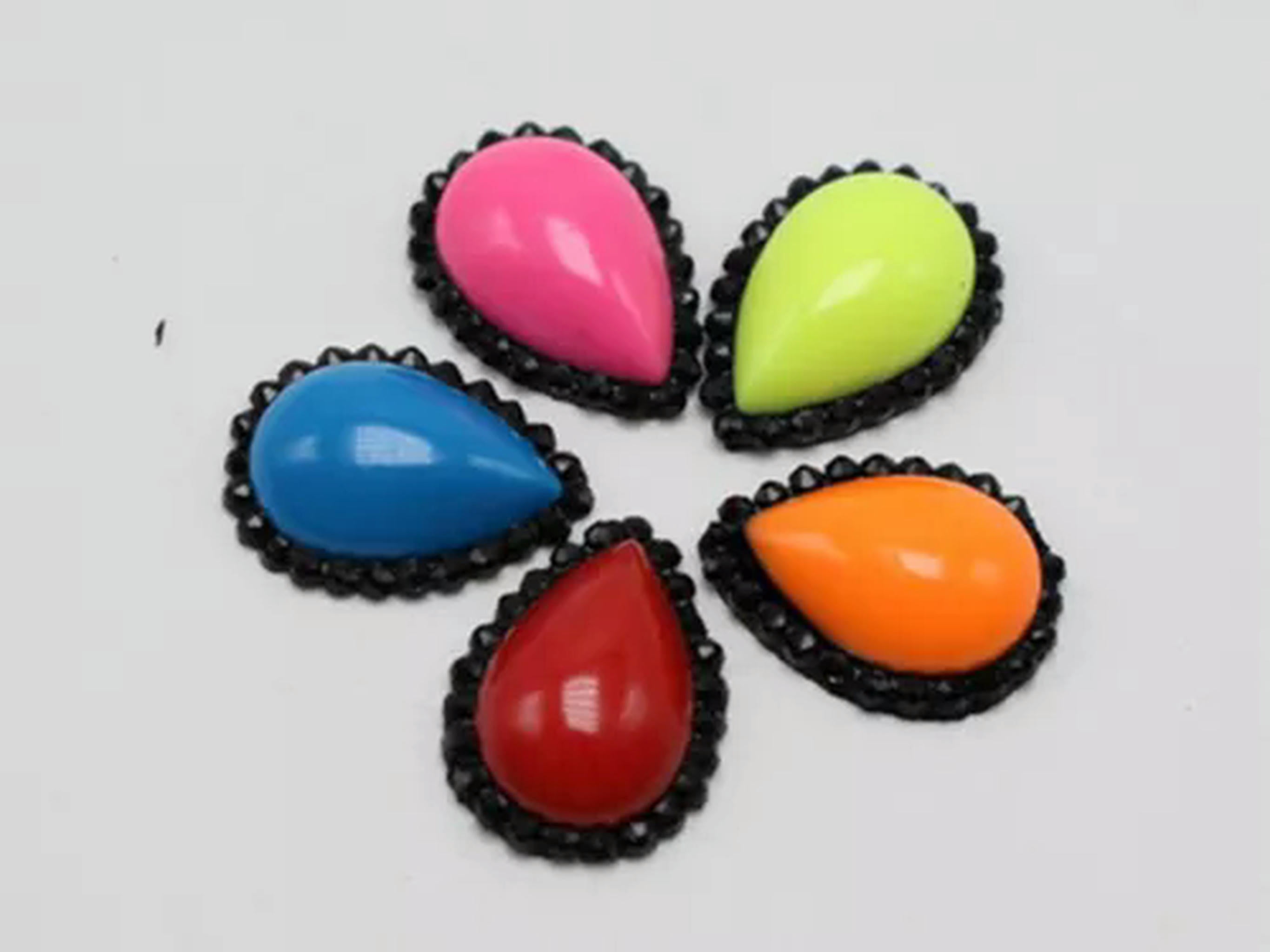 EOEMY 100 Mixed Enamel Color Acrylic Flatback Rhinestone Cabochons ...