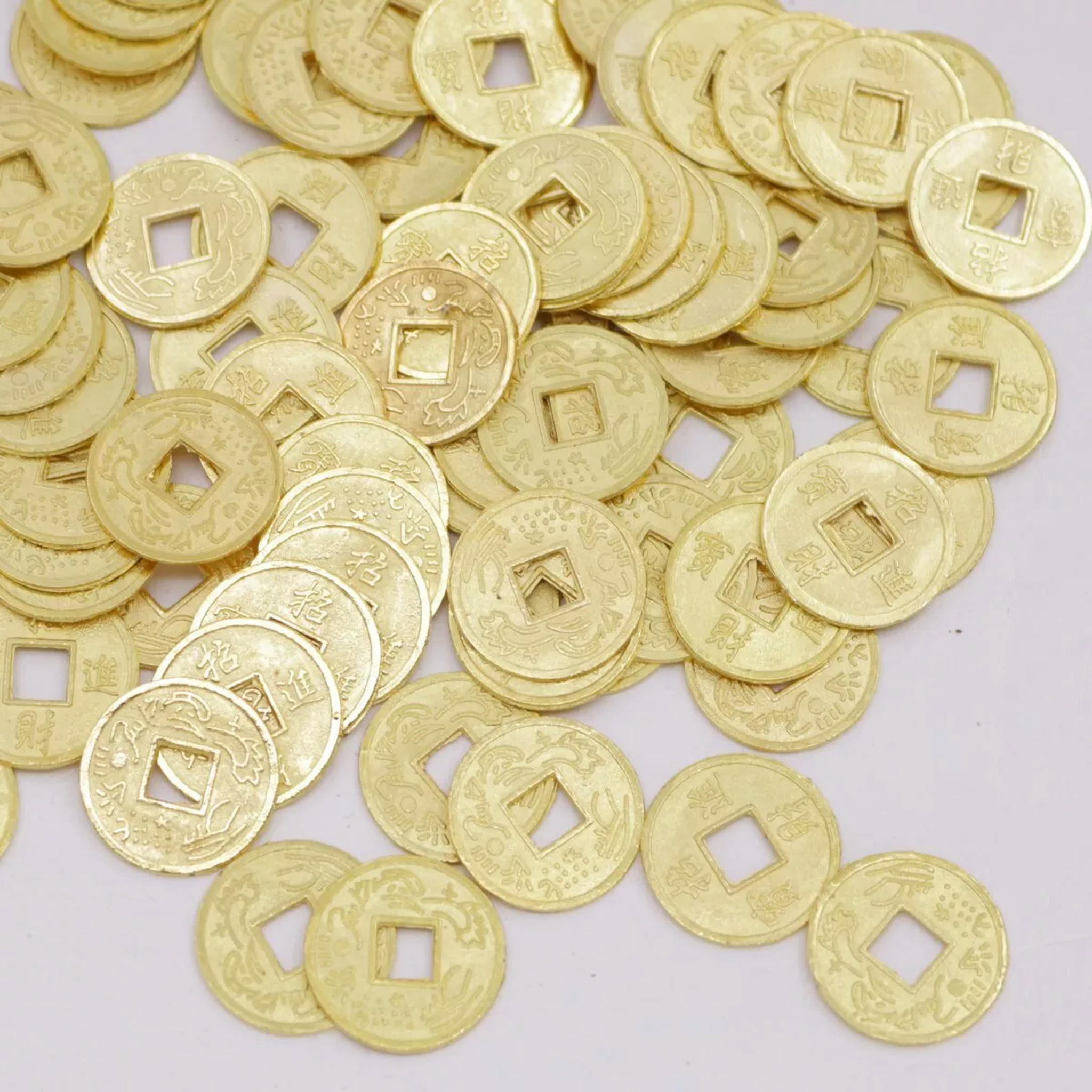 EOEMY 100 Pcs Lot Replica Chinese Qing Dynasty 14mm Golden Color Coins ...