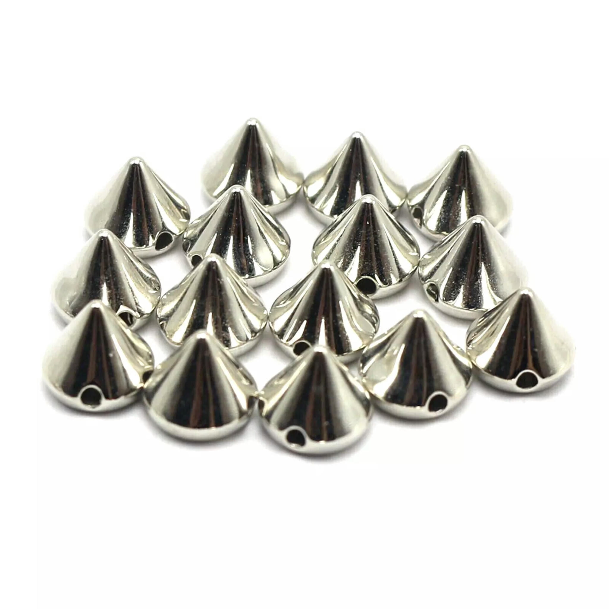 EOEMY 100 Silver Tone Metallic Rock Punk Spike Rivet Acrylic Taper Stud ...