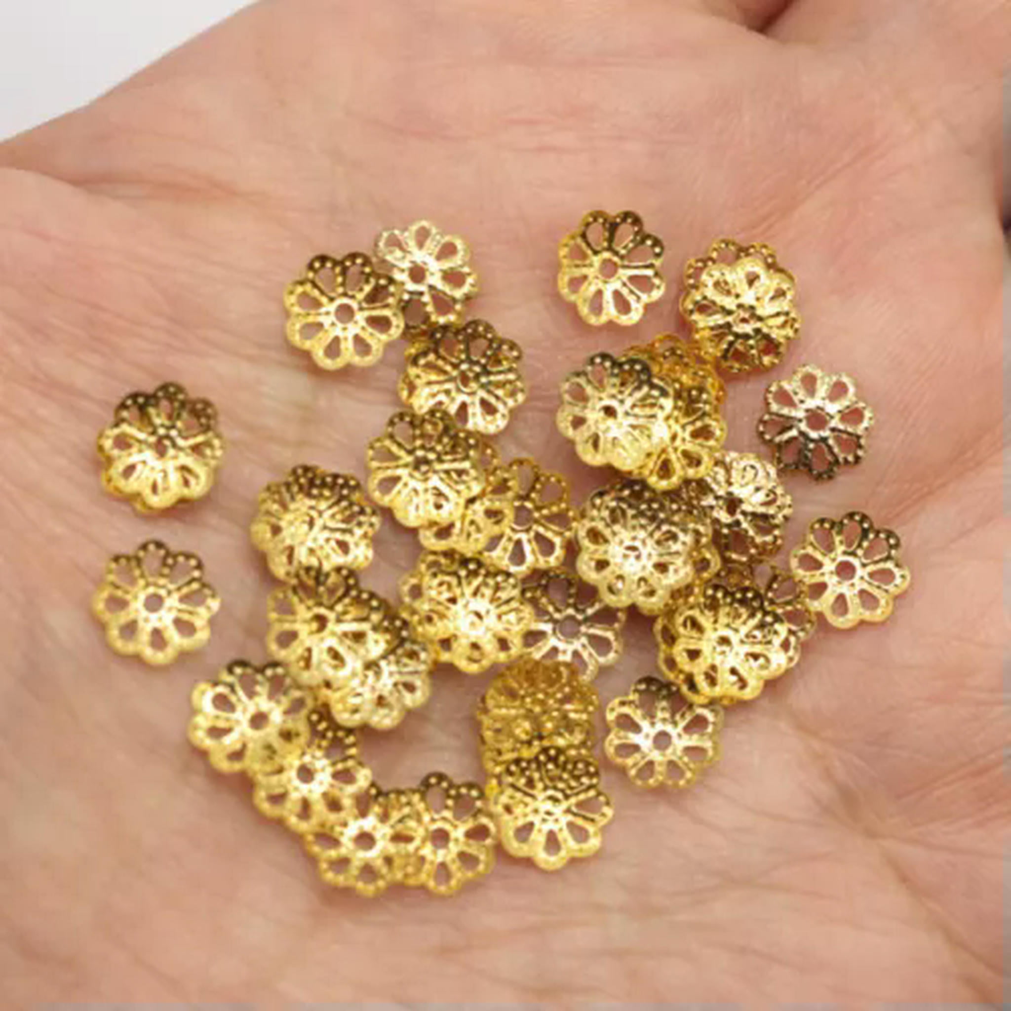 EOEMY 1000 Pcs Filigree Flower 9mm Bead Caps End Caps For Craft Diy ...