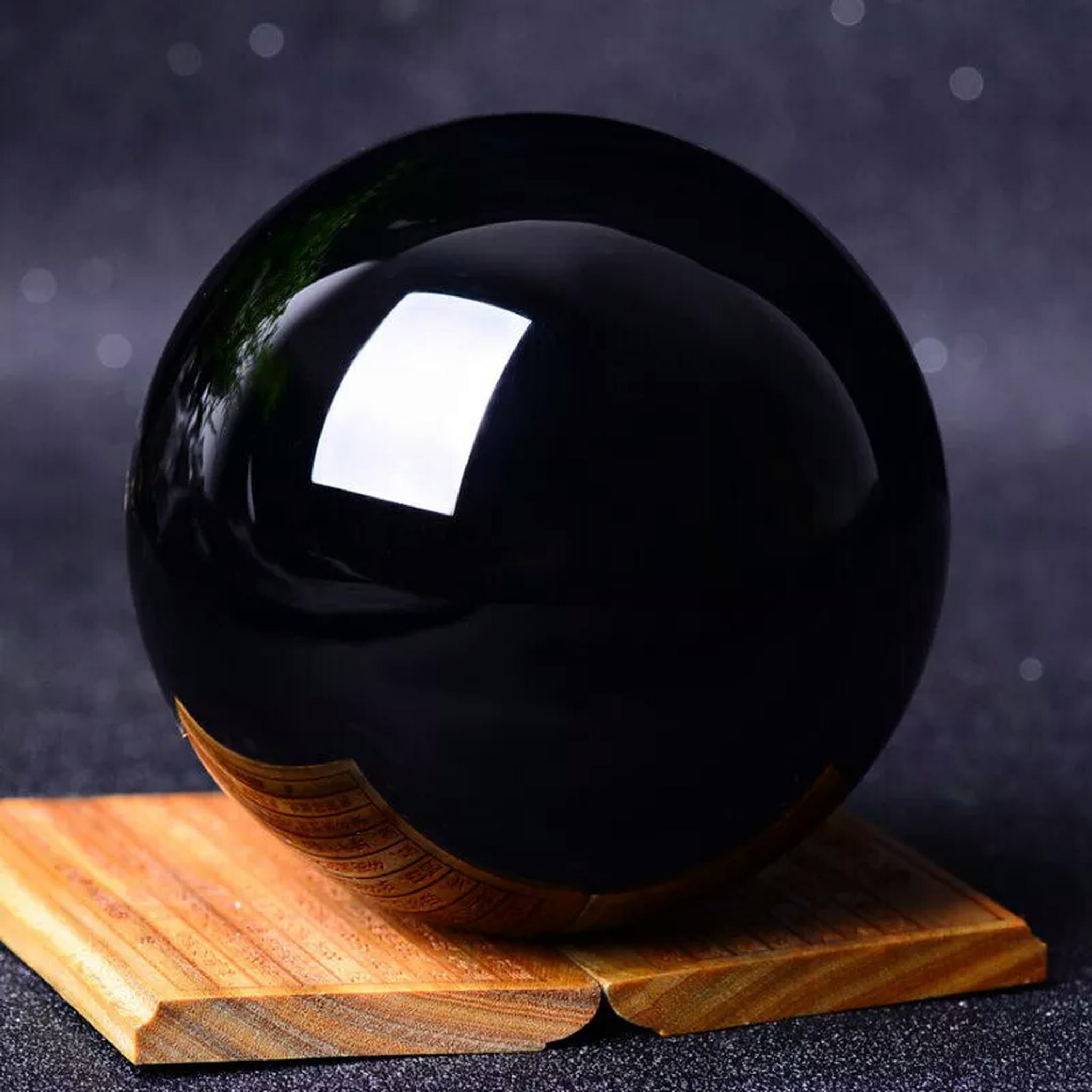 EOEMY 100mm Large Natural Black Obsidian Quartz Crystal Ball Energy ...