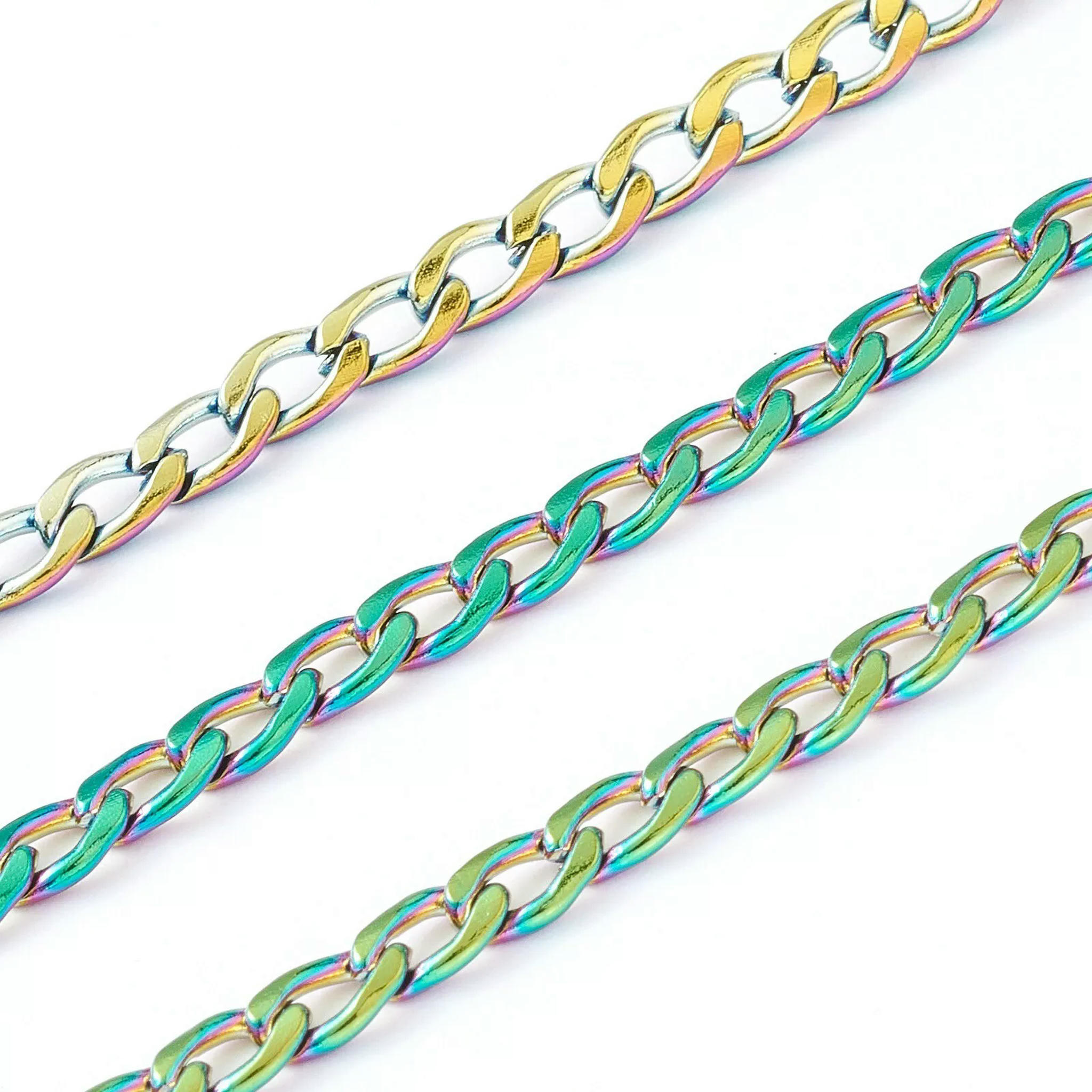 EOEMY 10M/Roll Rainbow Color 304 Stainless Steel Twisted Chain Curb ...