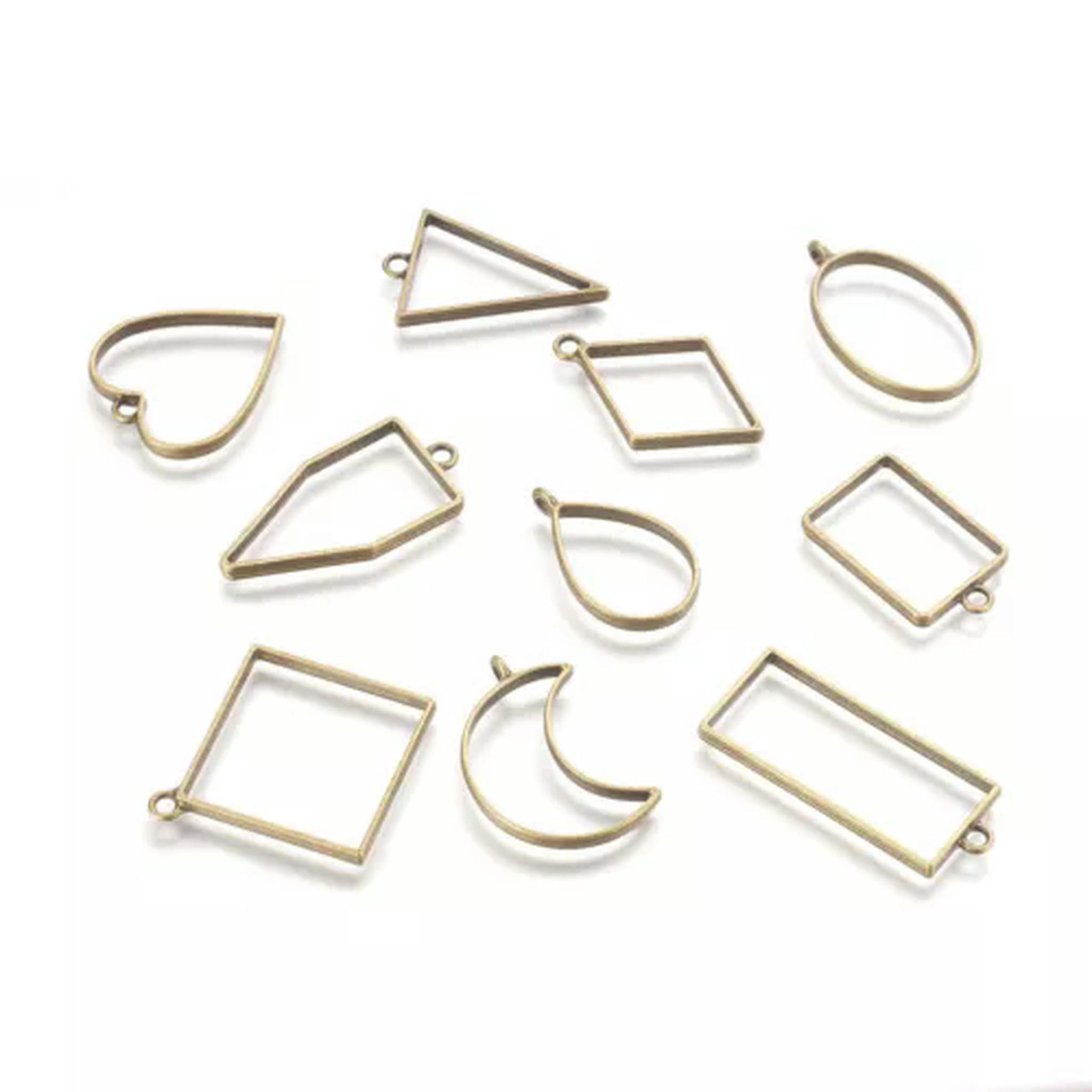 EOEMY 10Pcs Rack Plating Alloy Hollow Open Back Bezel Pendants Frame ...