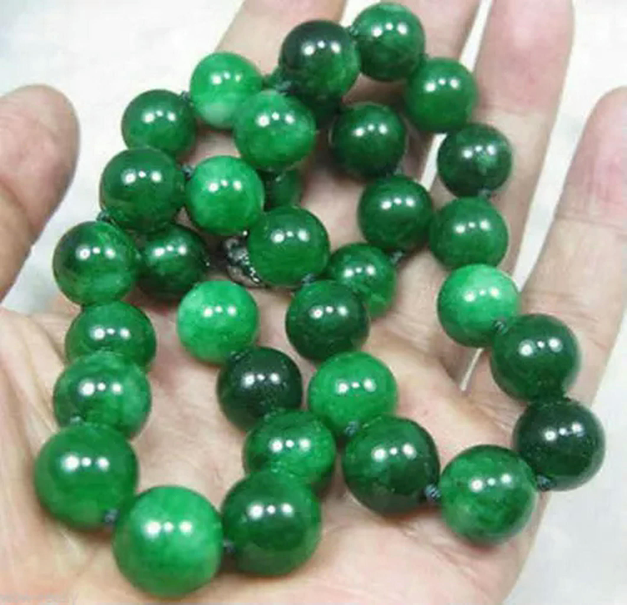 EOEMY 10mm Natural 18-100 Inches Long Green Emerald Gems Round Beads ...