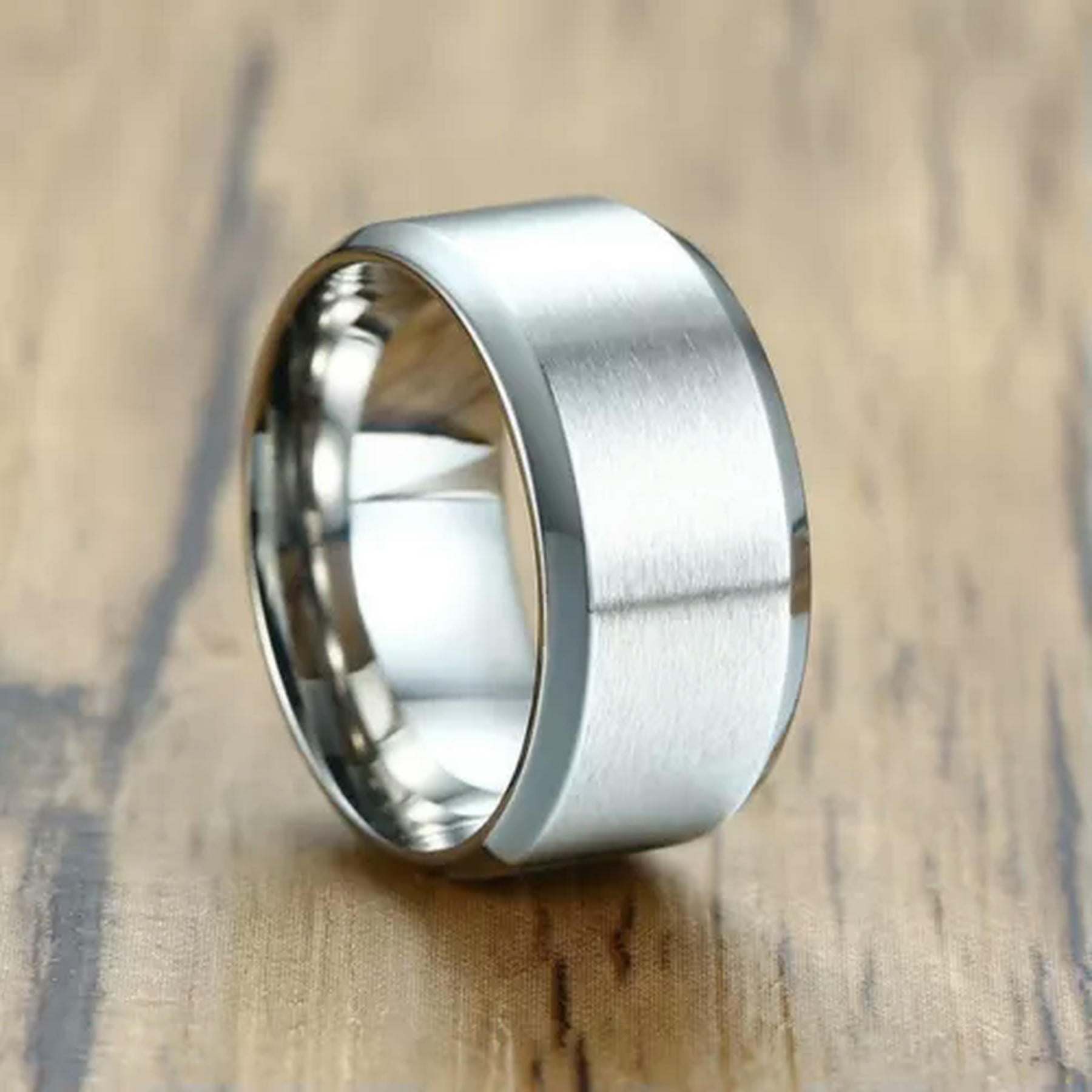 EOEMY 10mm Stainless Steel Matte Ring For Male Men'S Wedding Band ...