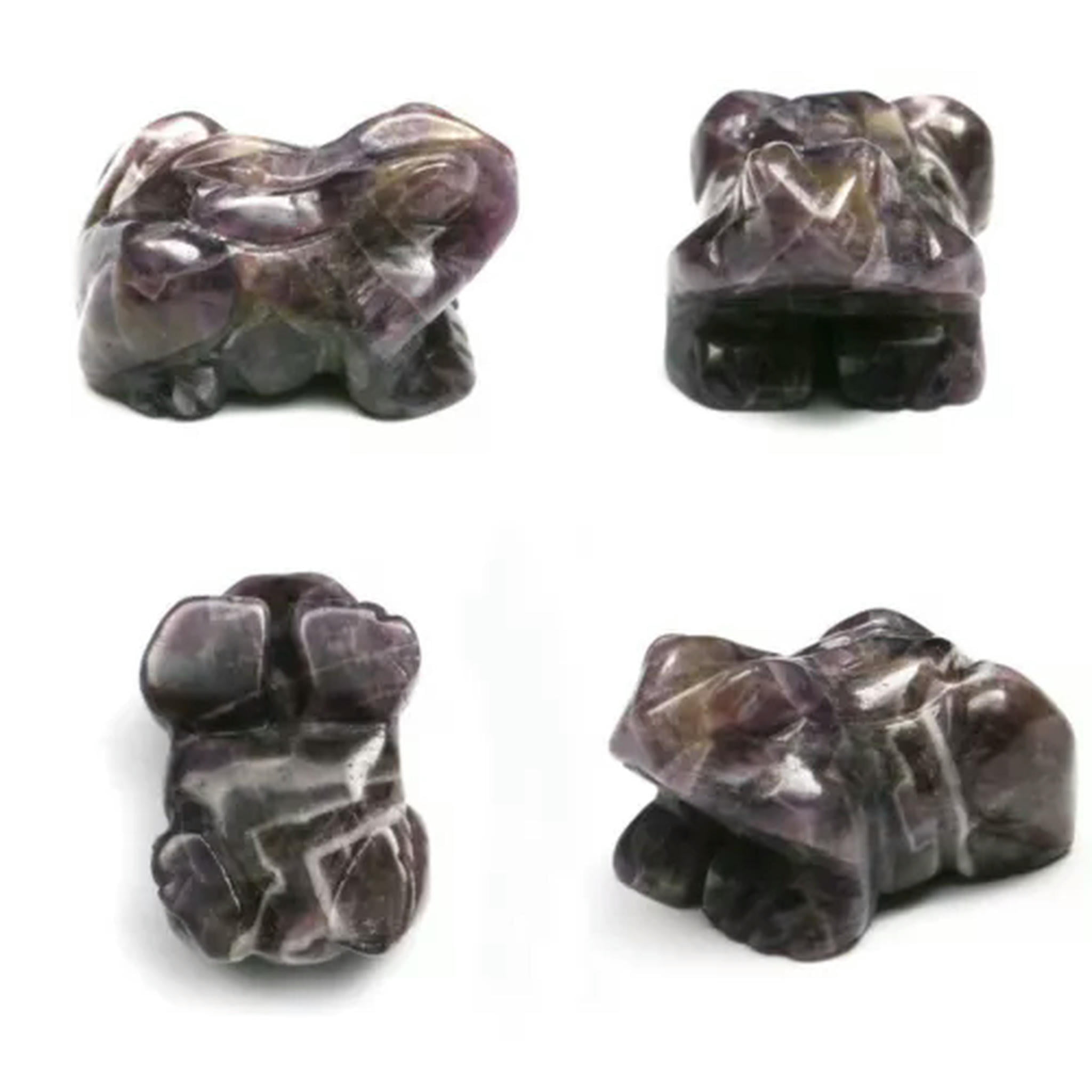 EOEMY 1Pc Natural Animal Frogs Quartz Crystal Carved Mini Skull Point ...