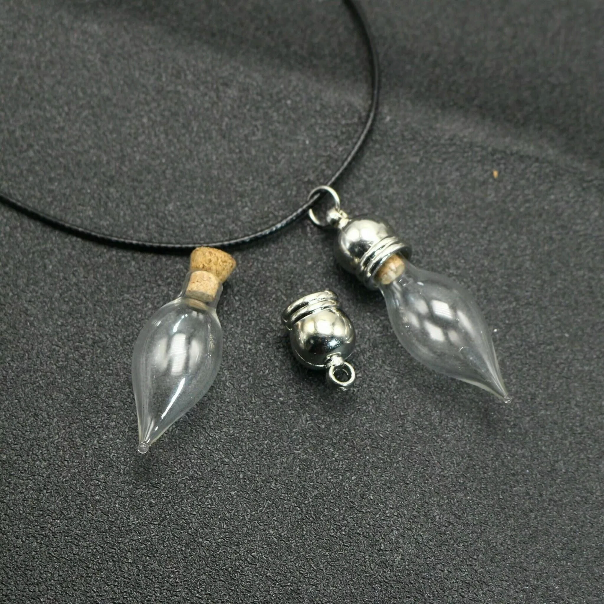 EOEMY 2 Sets Clear Empty 3D Teardrop Glass Bottle Vials Pendants ...