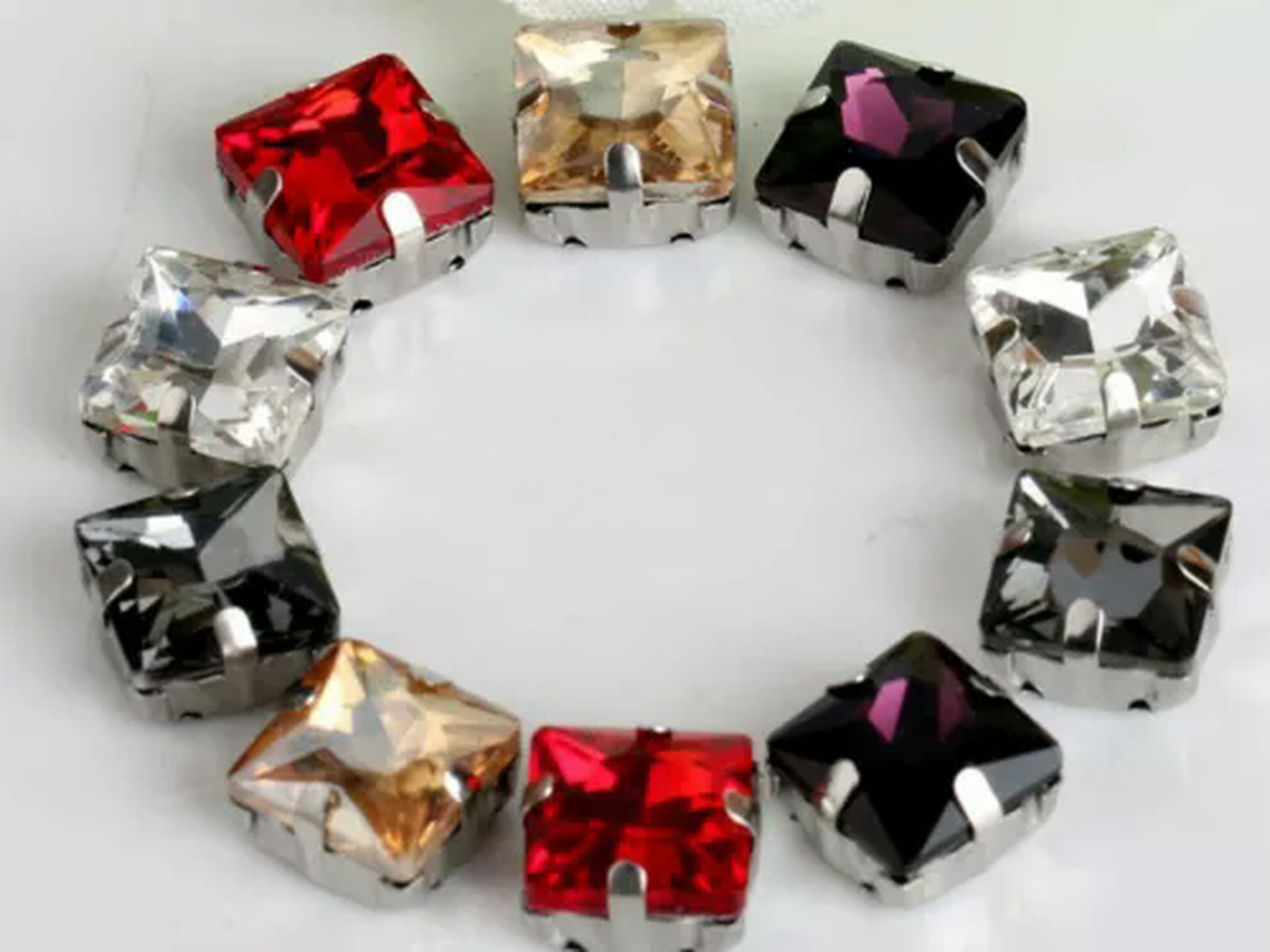 EOEMY 20 Crystal Glass Square Rhinestones Rose Montees Beads 10X10mm ...