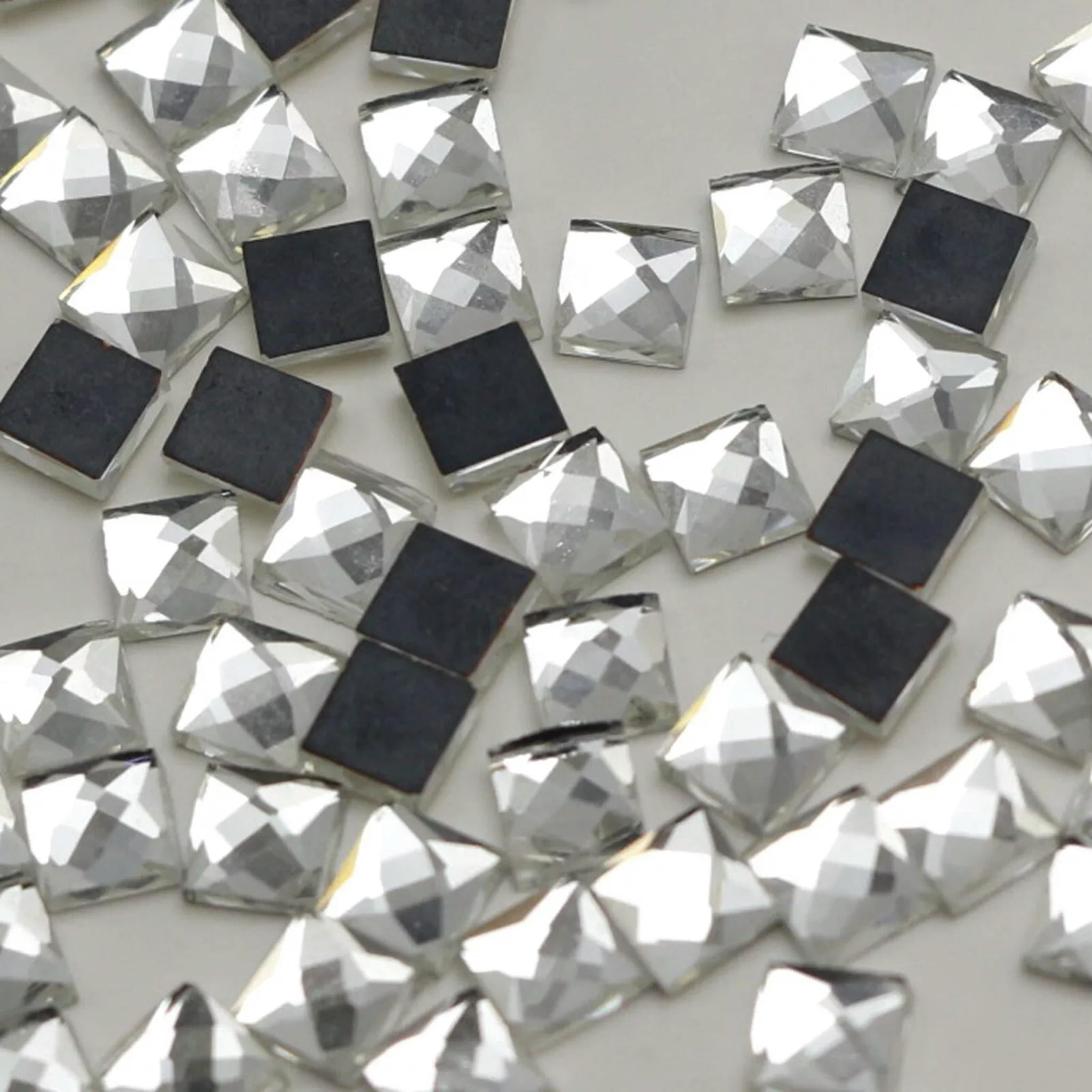 EOEMY 200 Clear Tiny Faceted Square Flatback Glass Crystal Rhinestone ...