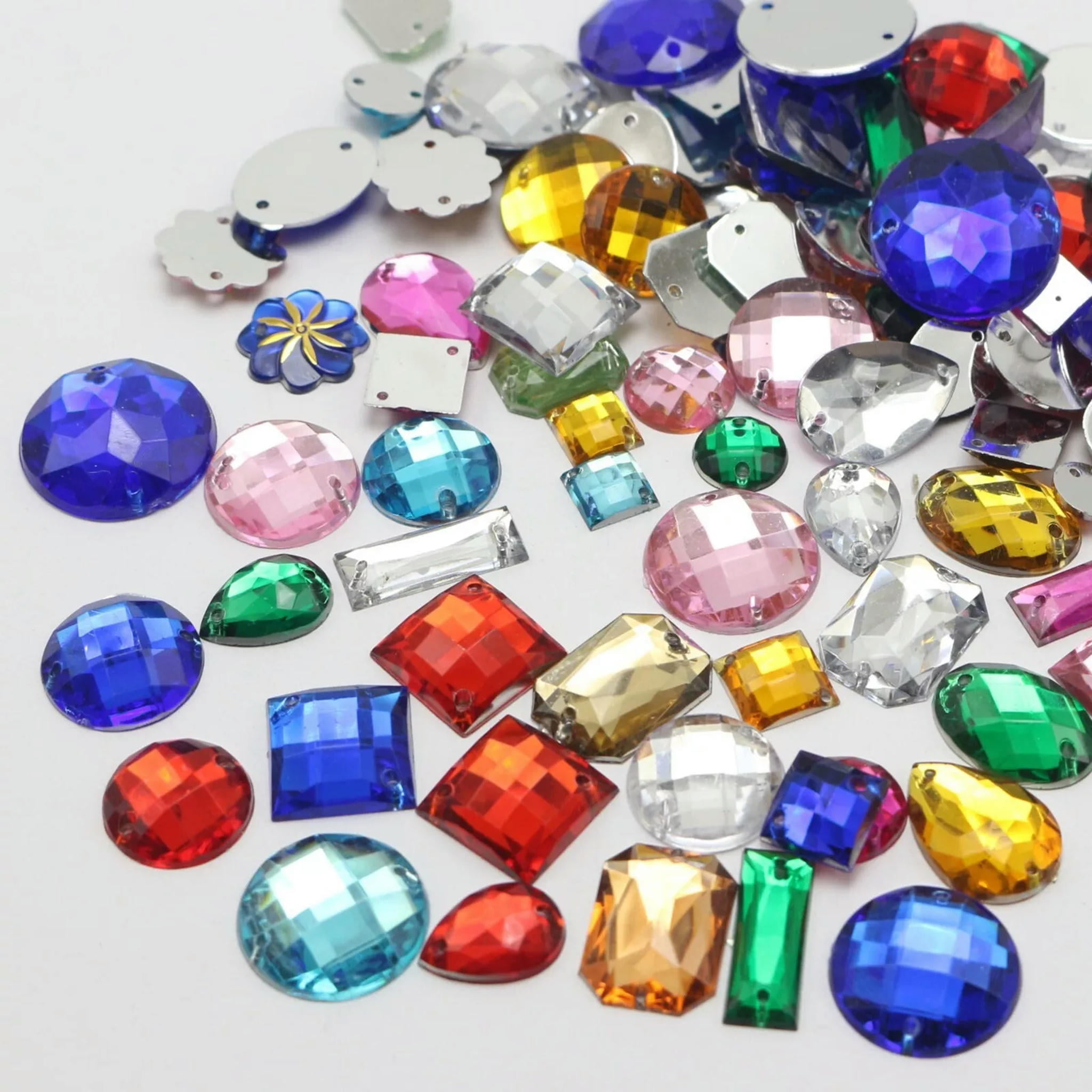 EOEMY 200 Mixed Color Flatback Acrylic Sewing Rhinestone Assorted Shape ...