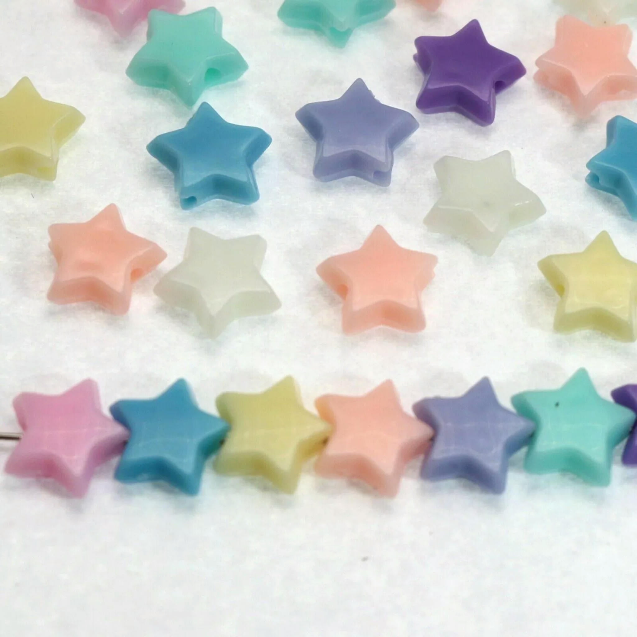 EOEMY 200 Mixed Pastel Color Acrylic Star Beads 9mm Charms Loose Spacer ...