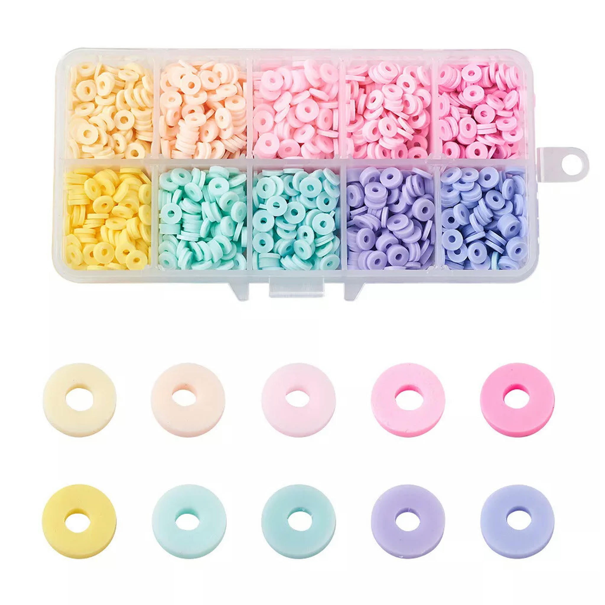 EOEMY 2030Pcs 10 Color 6mm Handmade Polymer Clay Flat Round Disc Heishi ...