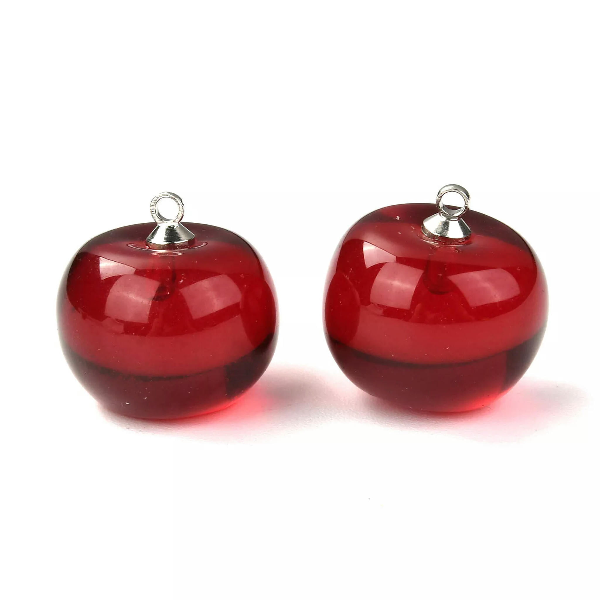 EOEMY 20Pcs Dark Red Resin 3D Cherry Pendants Imitation Fruit Dangle ...
