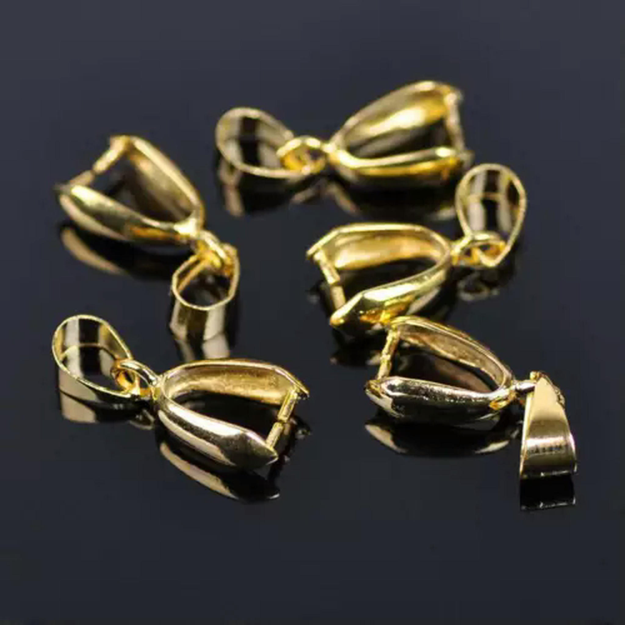 EOEMY 20Pcs Silver/Gold Pendant Holder Clamp Pinch Bails Clip Clasps Connectors-Gold-14X6mm ...