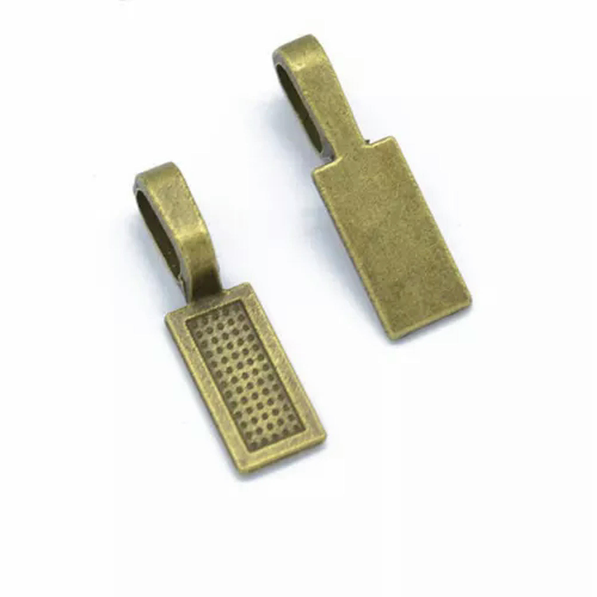 EOEMY 25 Alloy Square Glue On Bails Pendant Cabochon 19X9mm Charm ...