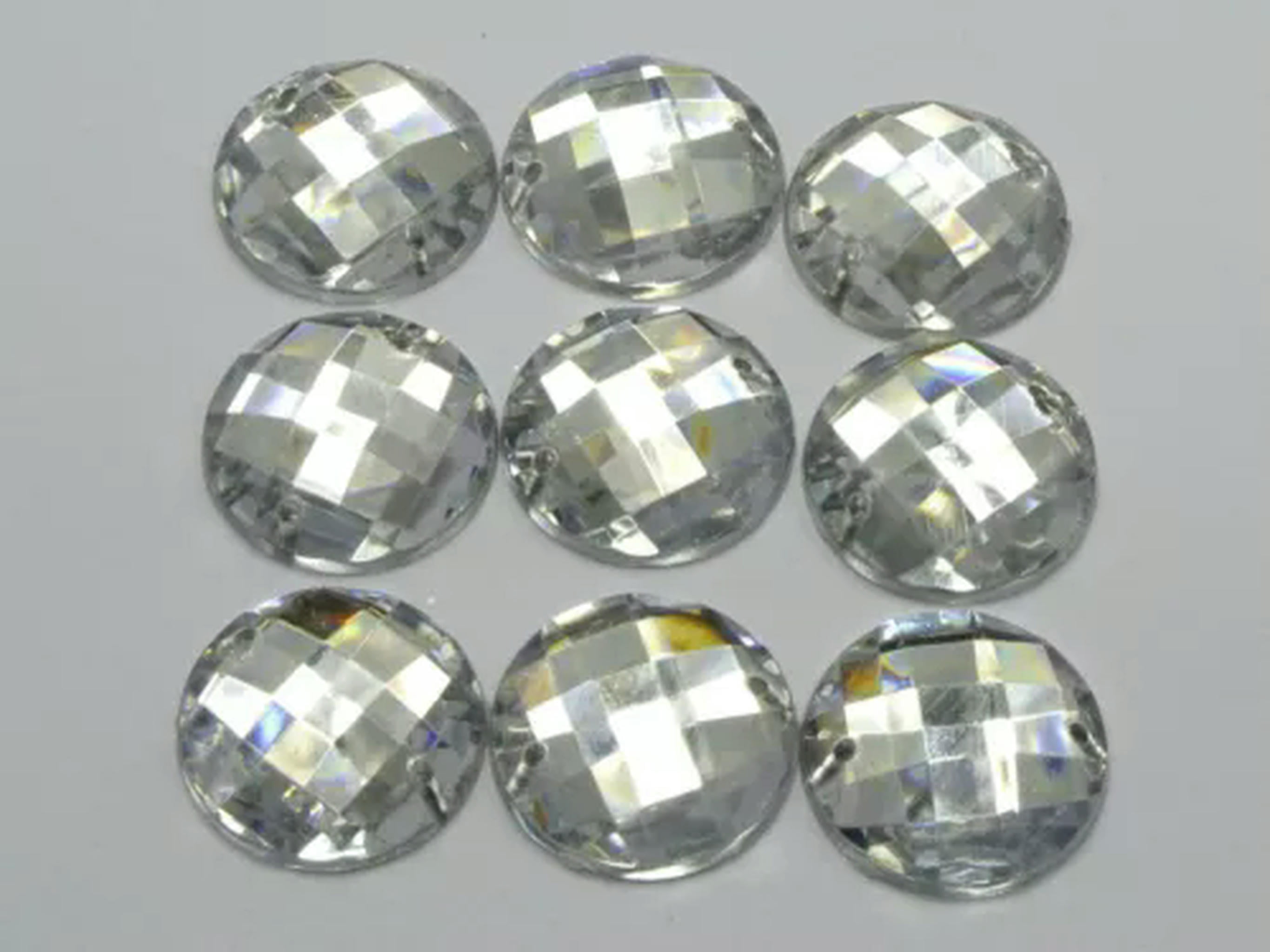 EOEMY 250 Acrylic Flatback Round Sewing Rhinestone Gems Button 20mm Sew ...
