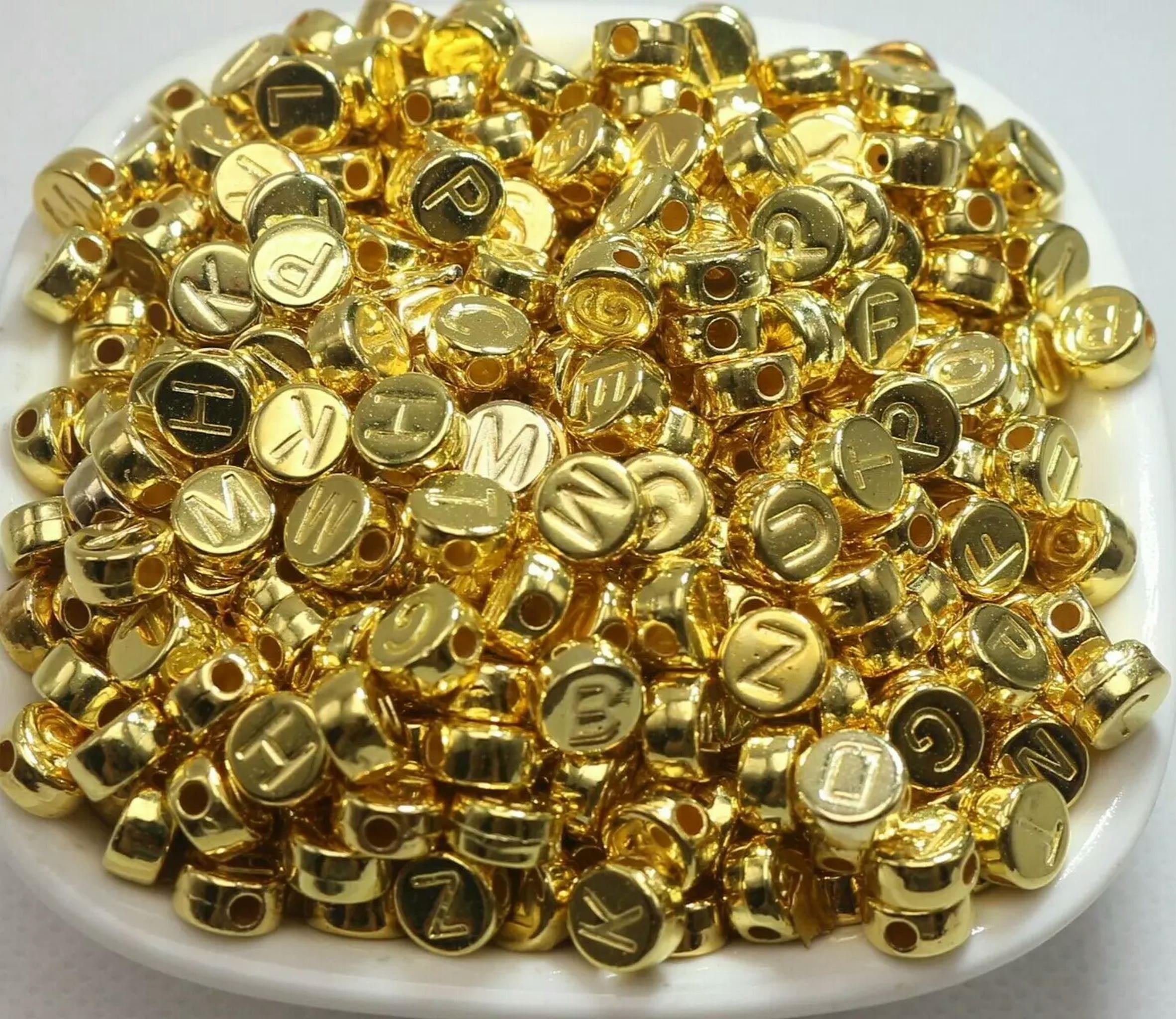 EOEMY 250 Assorted Metallic Bright Golden Acrylic Alphabet Letter Coin ...