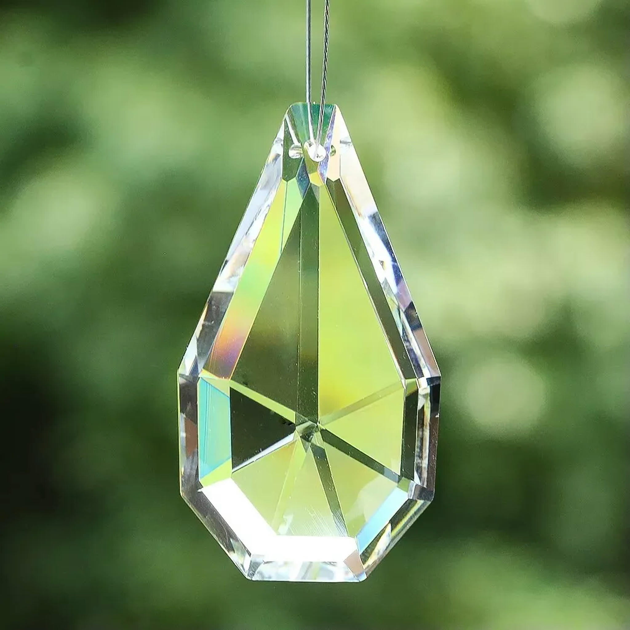 EOEMY 2Pc 63mm Pear-Shaped Crystal Glass Prism Suncatcher Garden ...