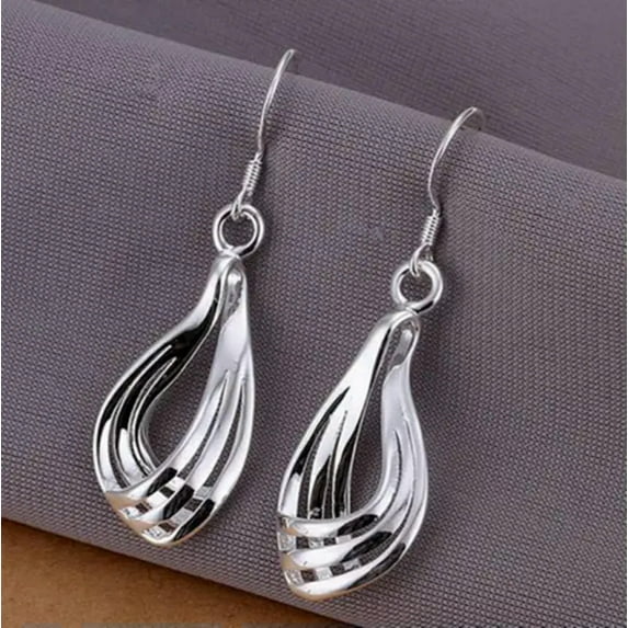 EOEMY 2Pcs Womens 925 Sterling Solid Silver Polished Long Drop Dangle ...
