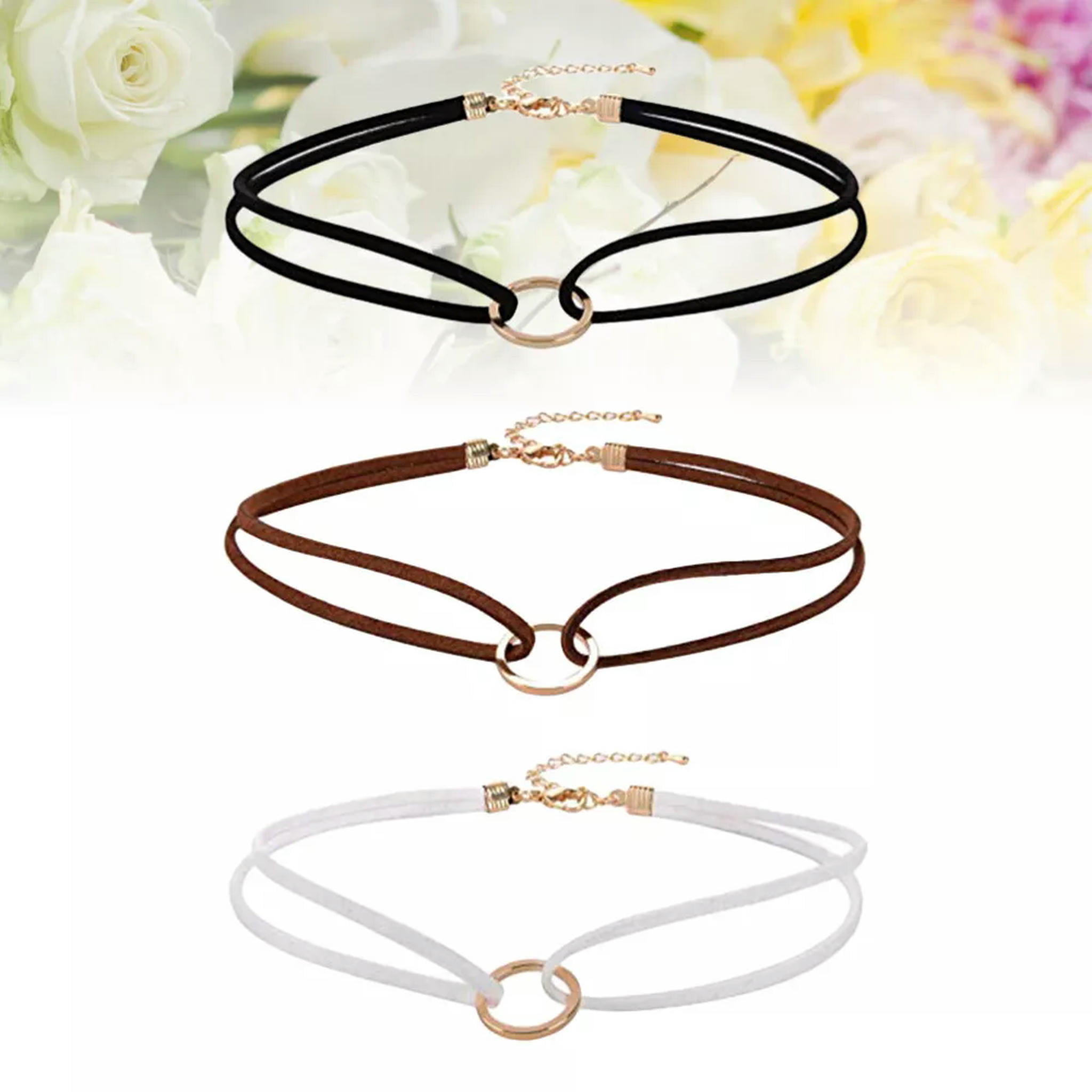 EOEMY 3 Pcs Vintage Choker Necklace Stretch Choker Black Women Chic ...