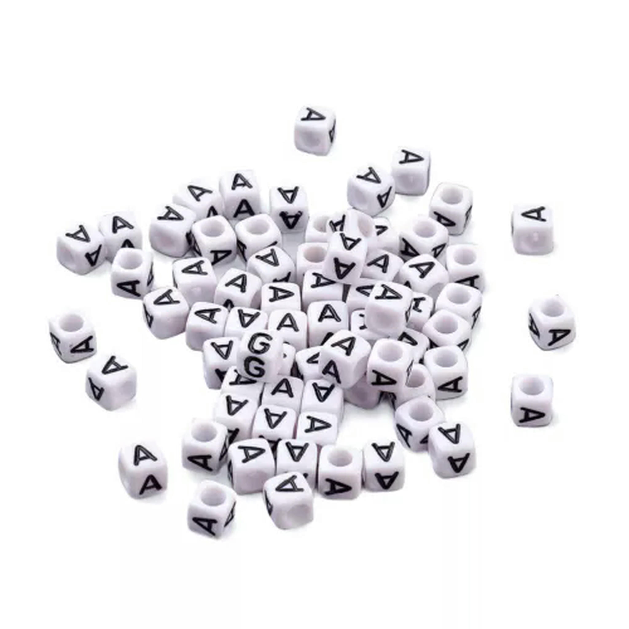 EOEMY 300Pc/50G 6mm White Letter A~Z Acrylic Alphabet Beads Cube Letter ...