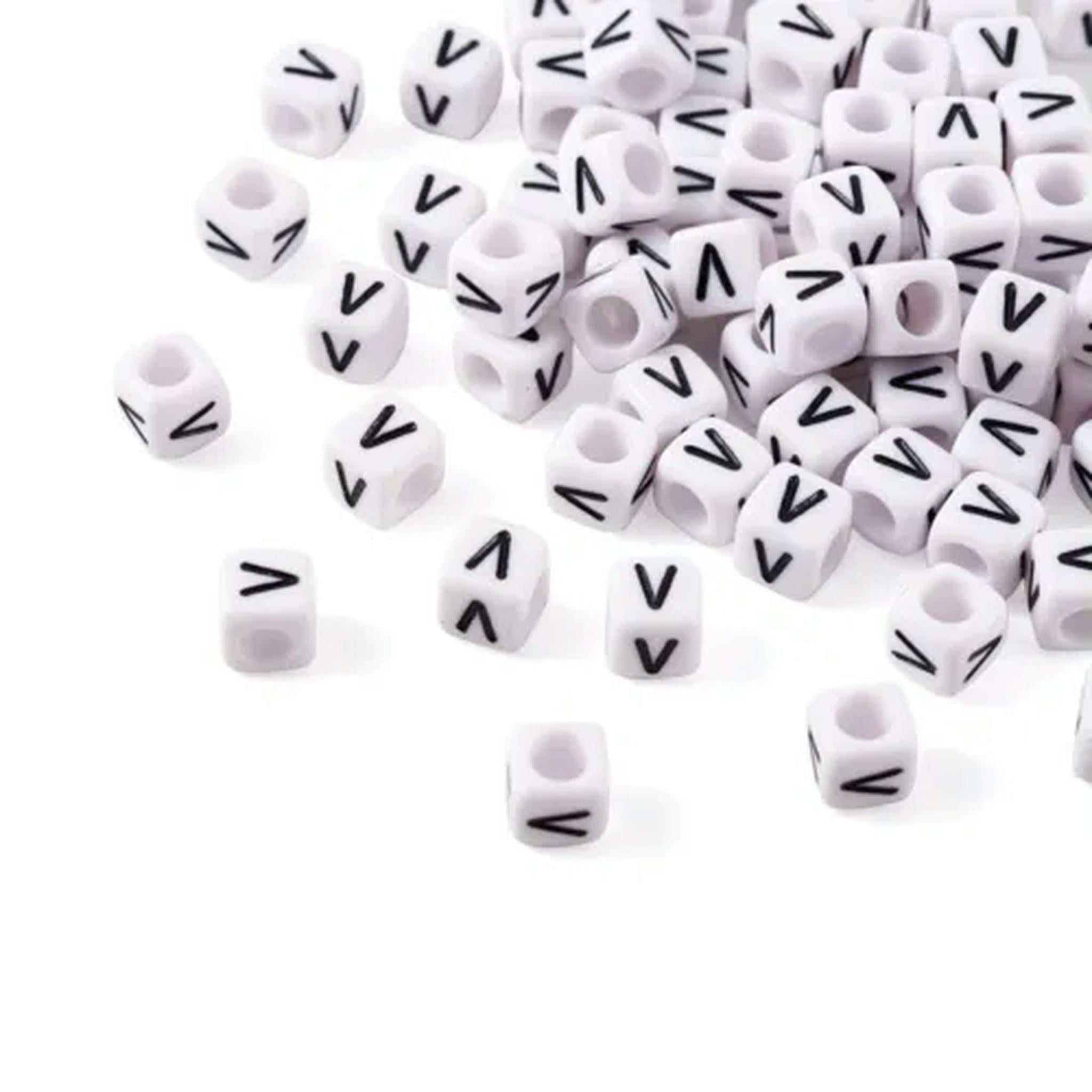 EOEMY 300Pc/50G 6mm White Letter A~Z Acrylic Alphabet Beads Cube Letter ...