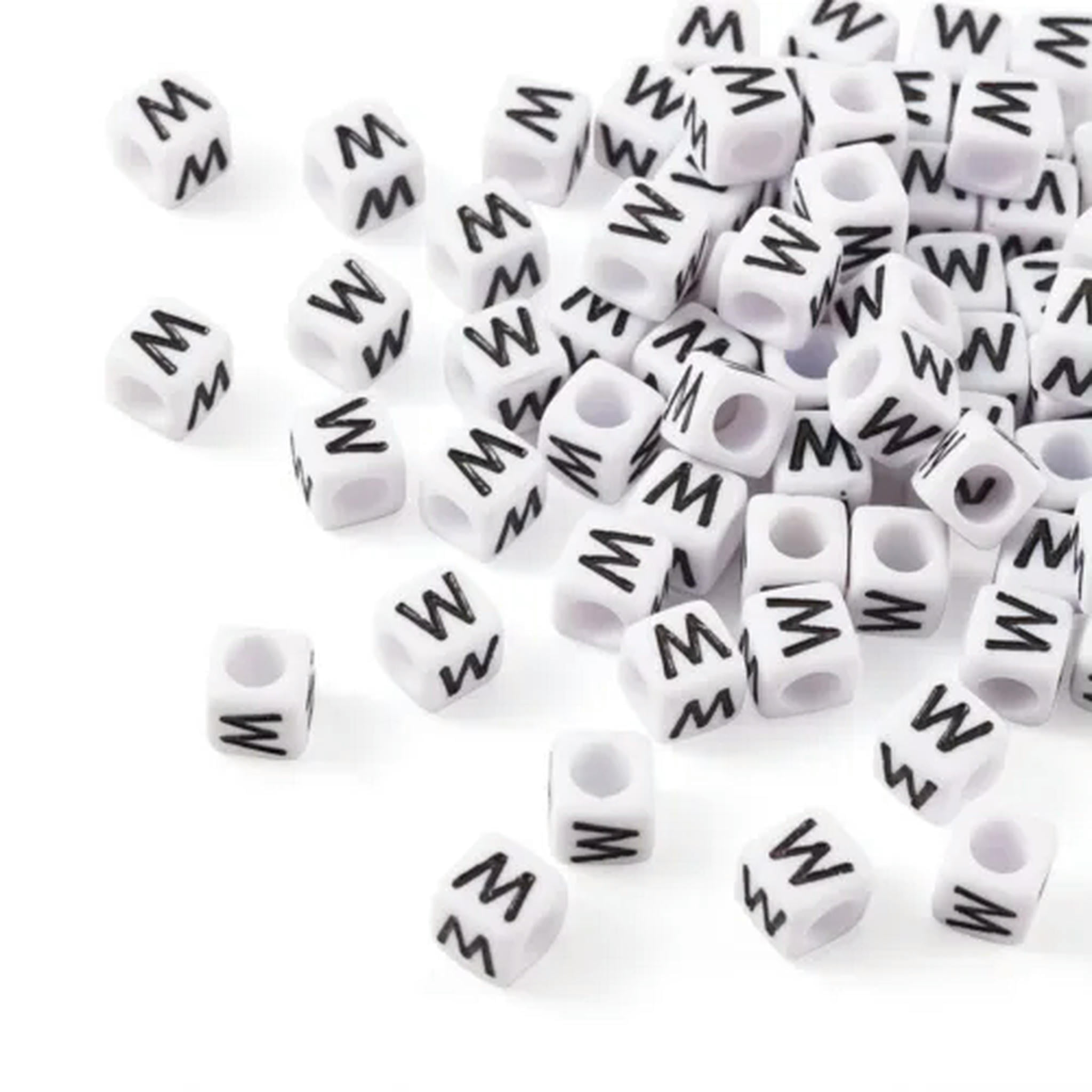 EOEMY 300Pc/50G 6mm White Letter A~Z Acrylic Alphabet Beads Cube Letter ...