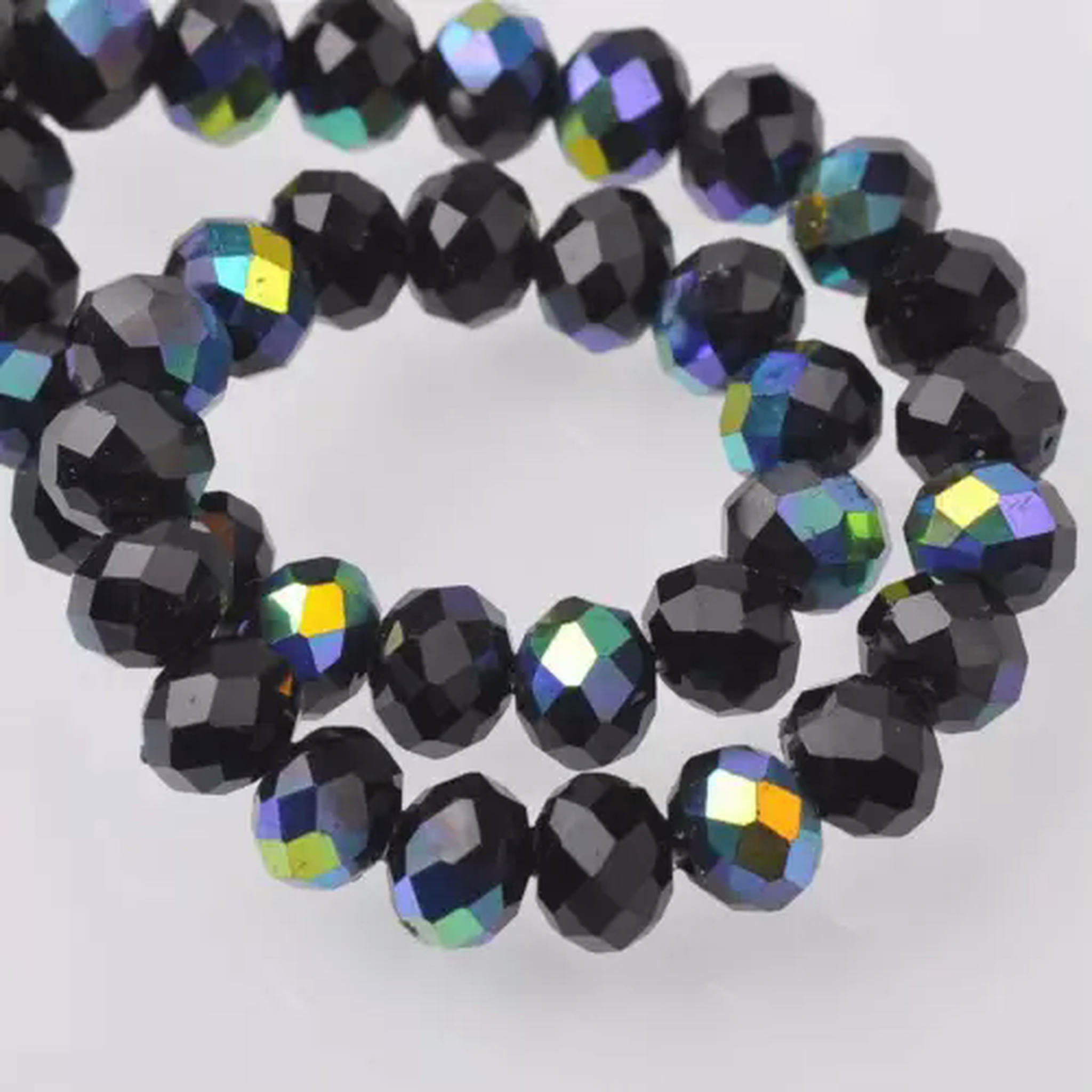 EOEMY 3mm 4mm 6mm 8mm 10mm 12mm Ab Rondelle Faceted Crystal Glass Loose ...