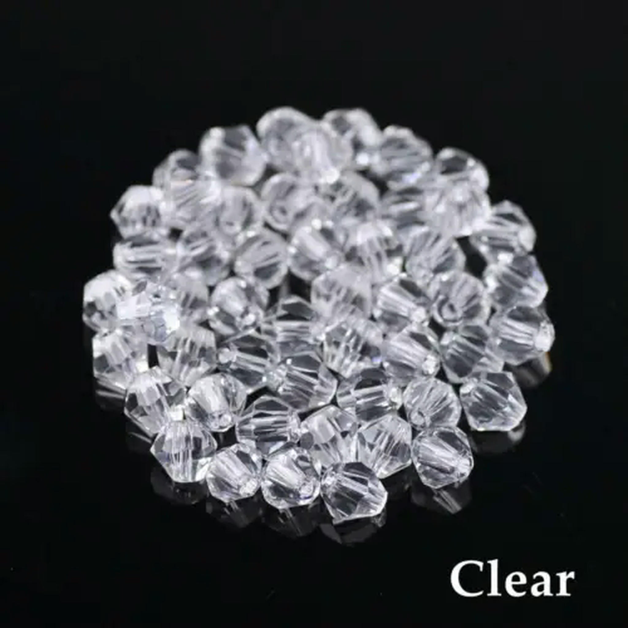 EOEMY 3mm 4mm 6mm 8mm Bicone Faceted Crystal Glass Loose Crafts Beads Jewelry Making-#101 Clear ...