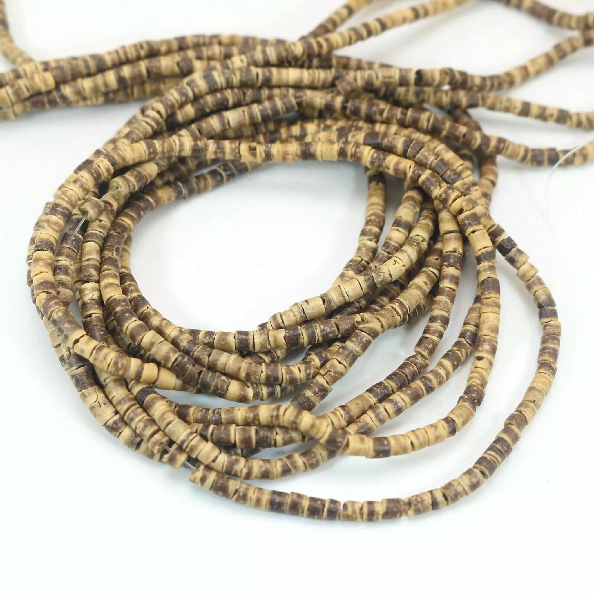 EOEMY 5 Strands Of 22" Natural Light Coconut Column Heishi Beads 3mm ...