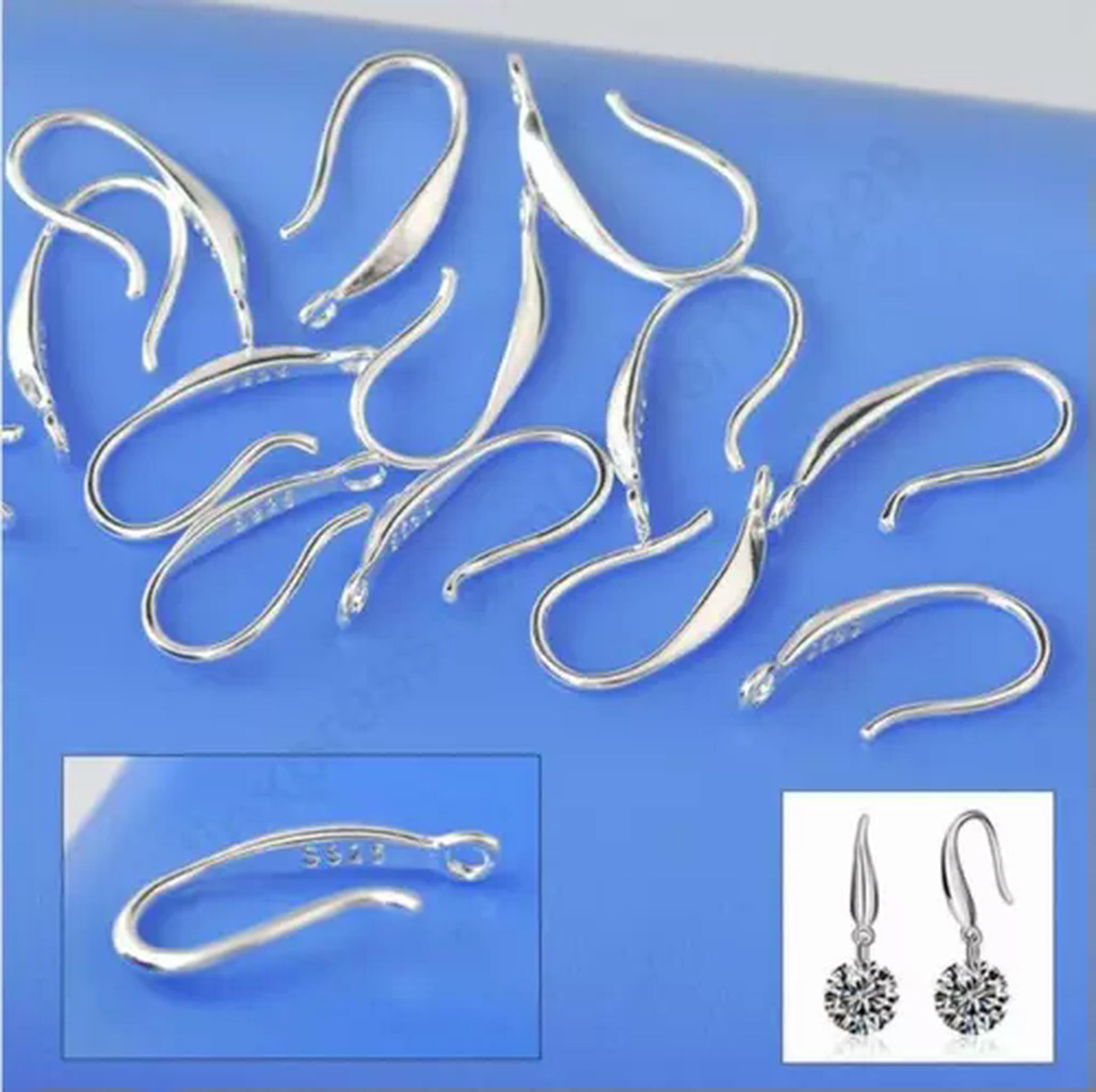EOEMY 50-500Pc Solid 925 Sterling Silver Earring Hook Ear Wires For ...