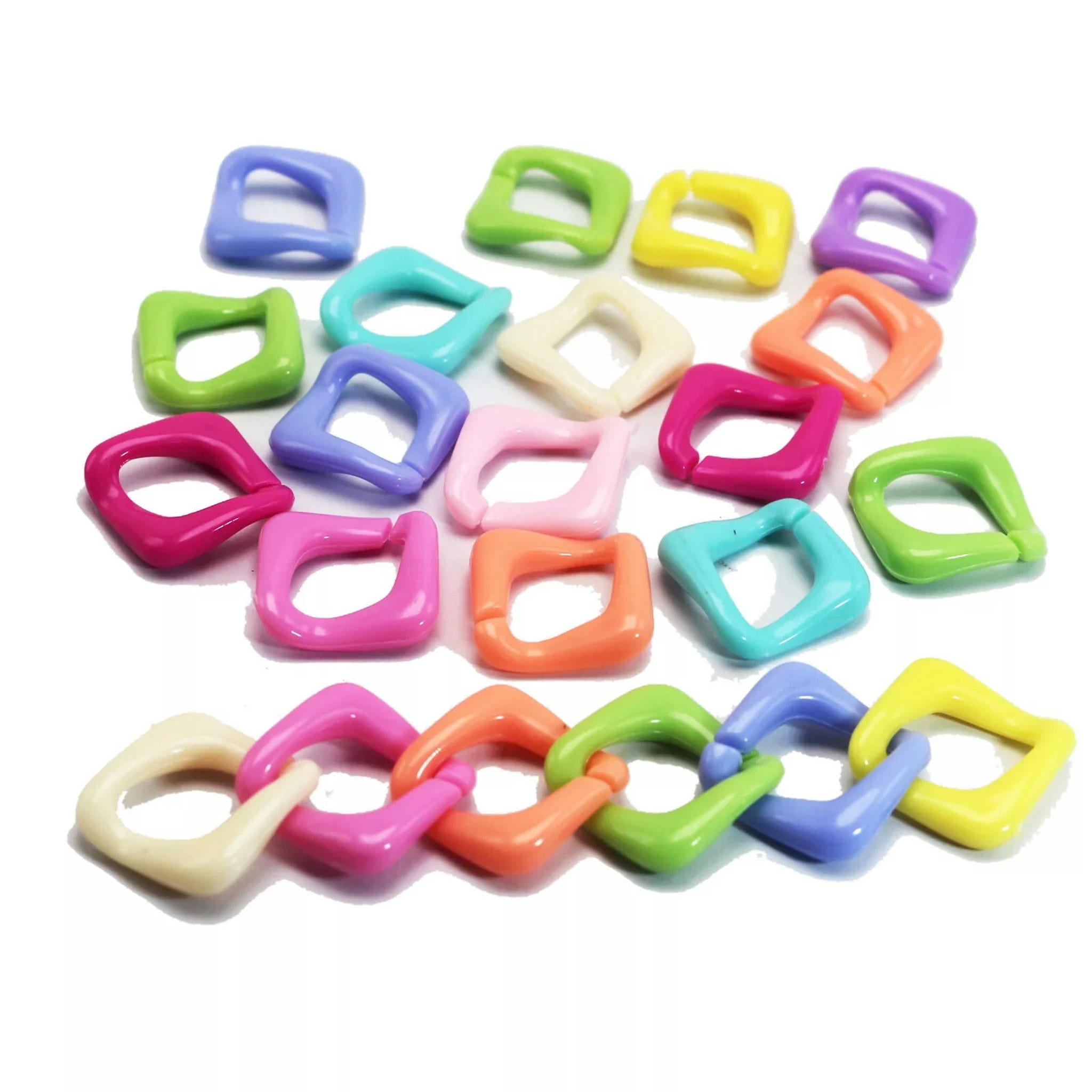EOEMY 50 Mixed Color Acrylic Twist Linking Rings Open Chain Beads 20mm ...