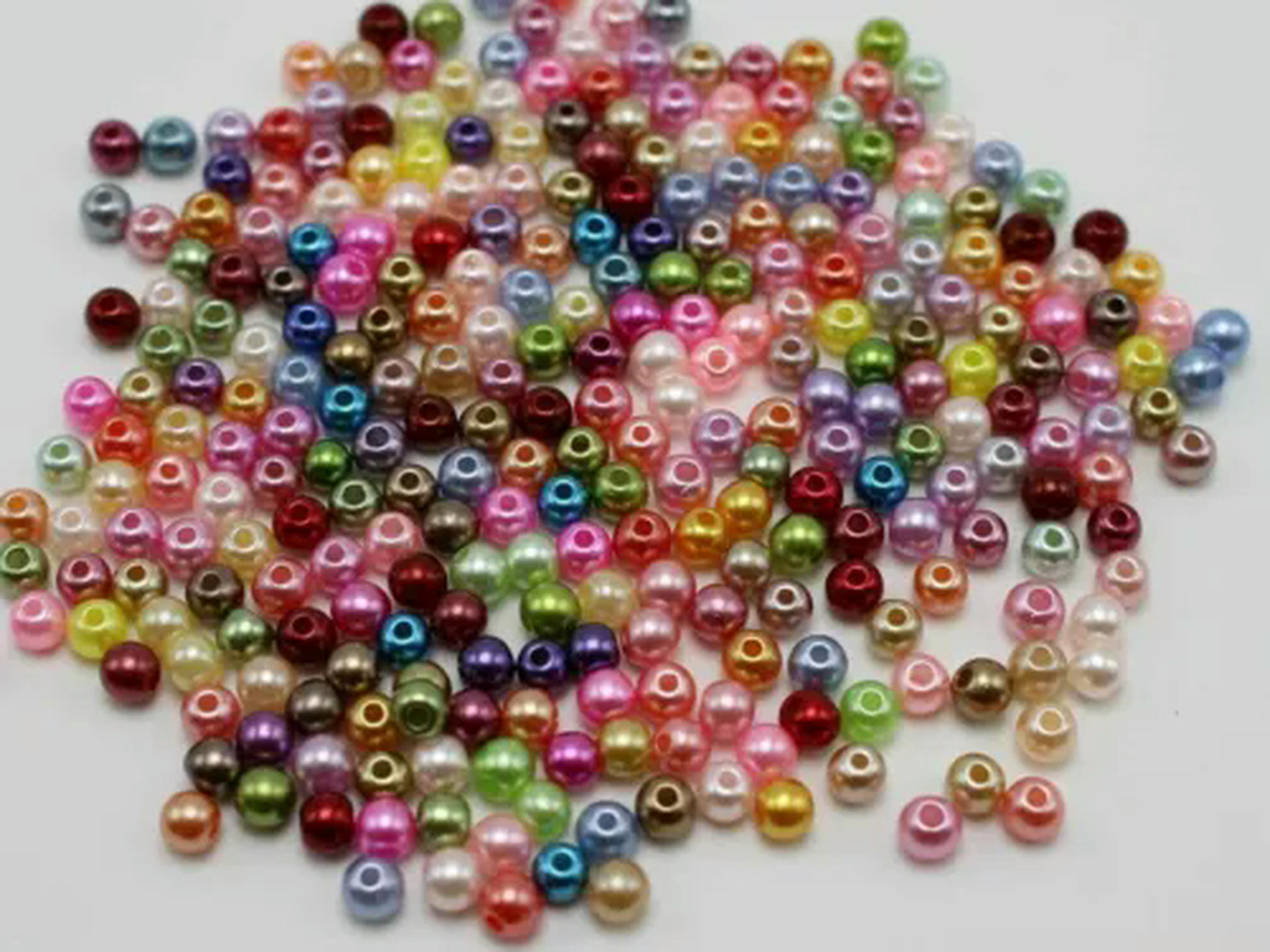 EOEMY 5000Pcs 4mm Plastic Faux Pearl Round Beads Imitation Pearl Mini ...