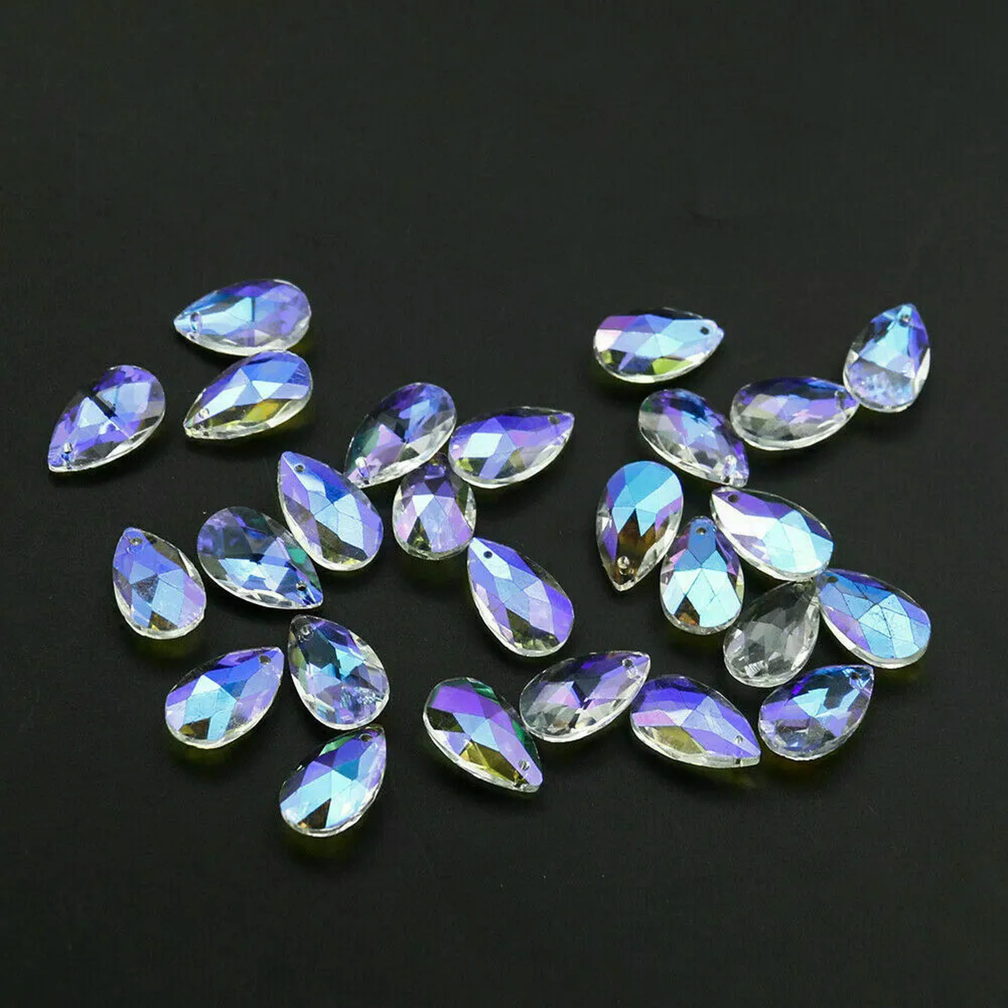 EOEMY 50Pc Ab Aurora Angel Teardrop Pendant Crystal Glass Faceted ...