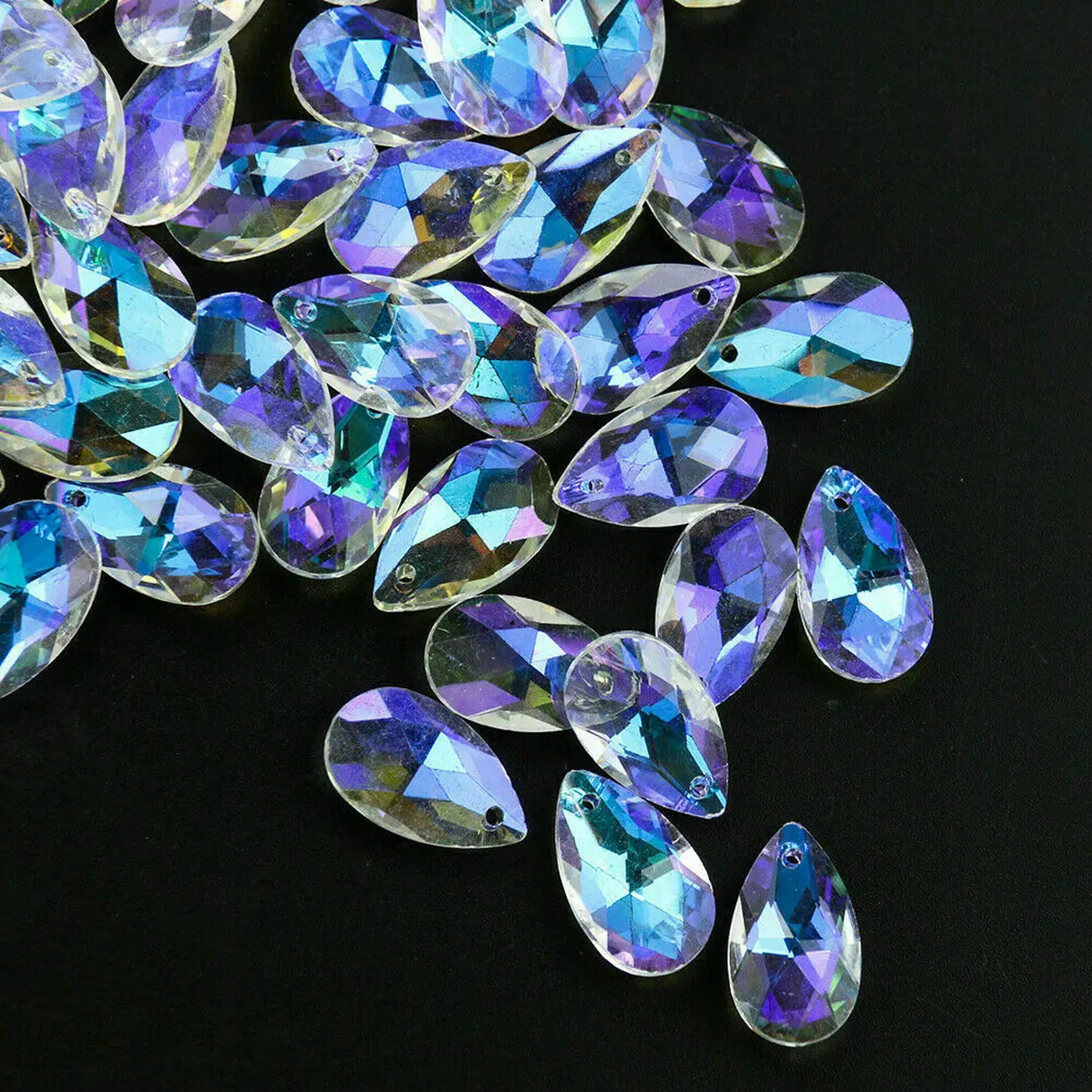 EOEMY 50X Ab Fengshui Angel Tear Crystal Aurora Faceted Prism Glass ...