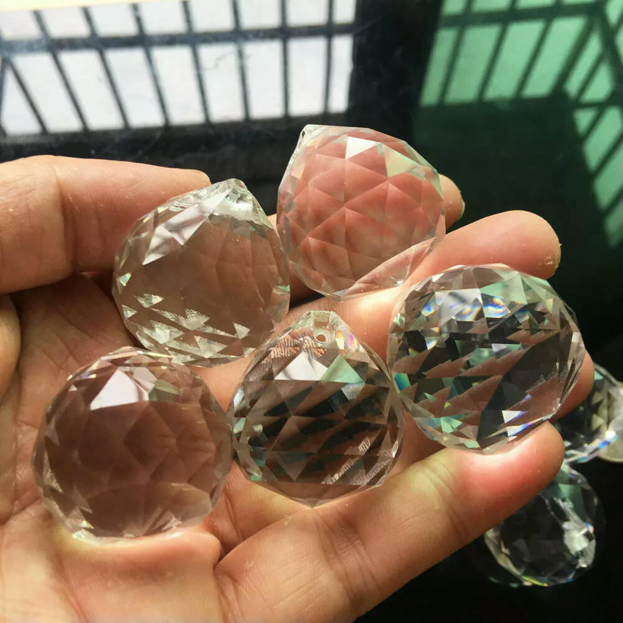 EOEMY 5Pc Fengshui Cut Prism Ball Crystal Glass Hanging Suncatcher ...