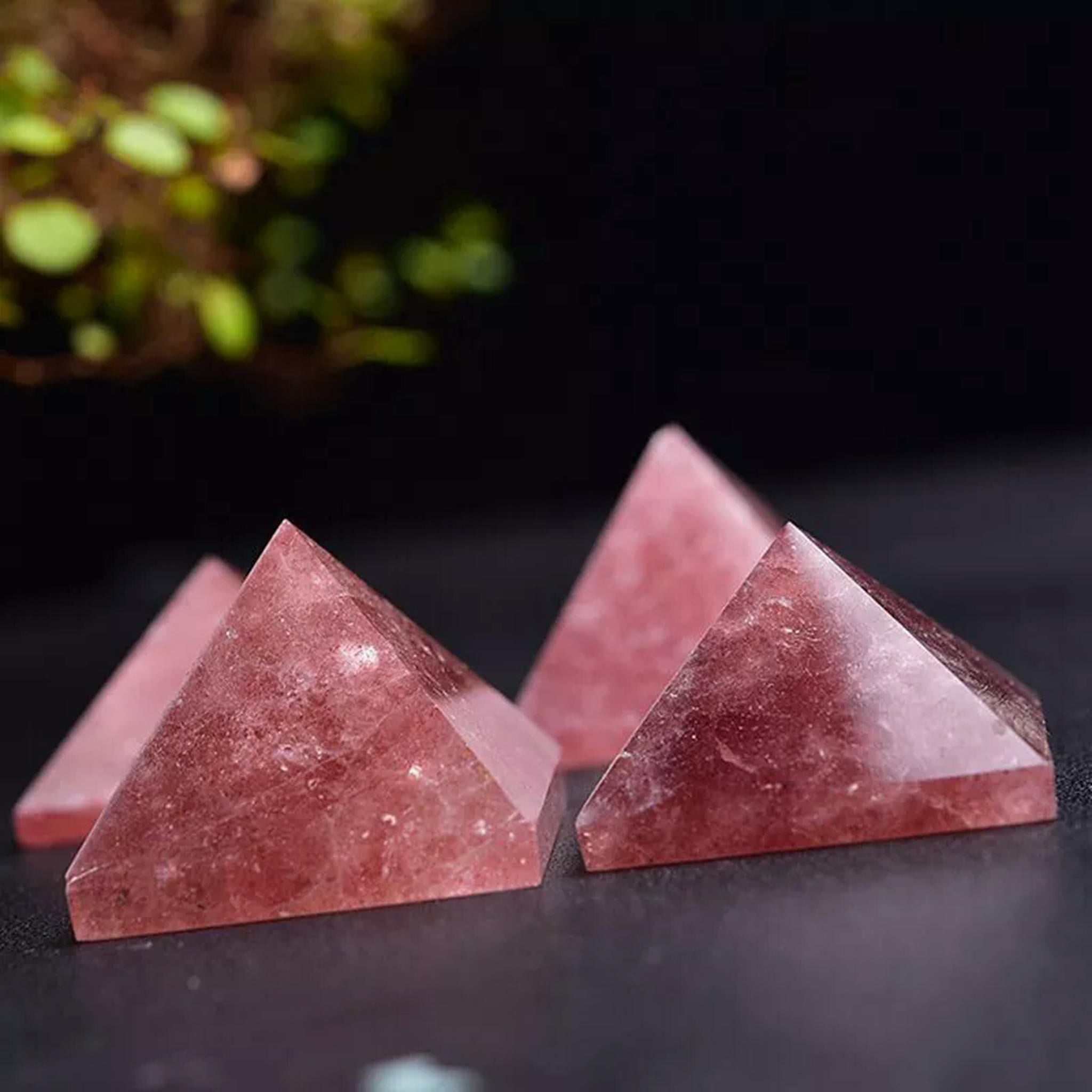 EOEMY 5Pcs Natural Strawberry Quartz Crystal Egypt Pyramid Chakra ...