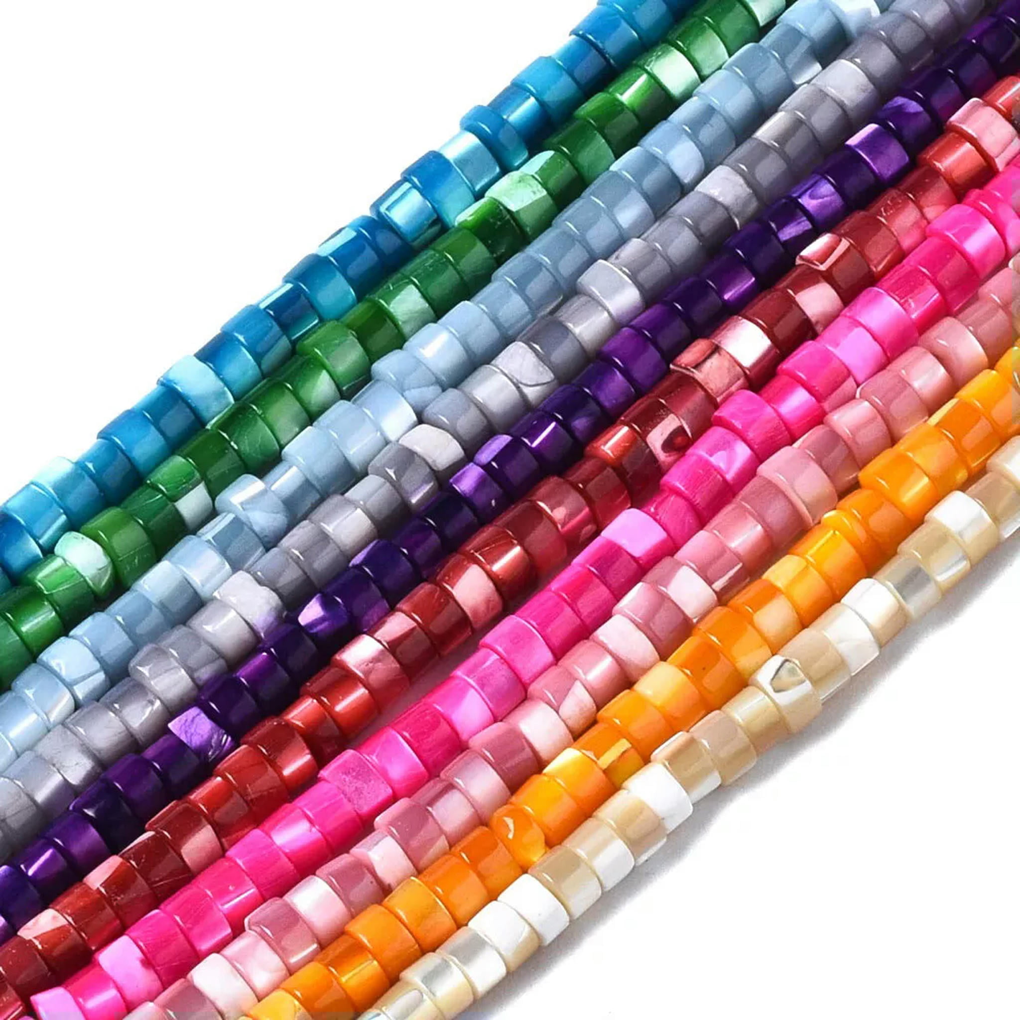 EOEMY 5Strd 4mm Flat Round Natural Trochus Shell Heishi Beads Disc ...