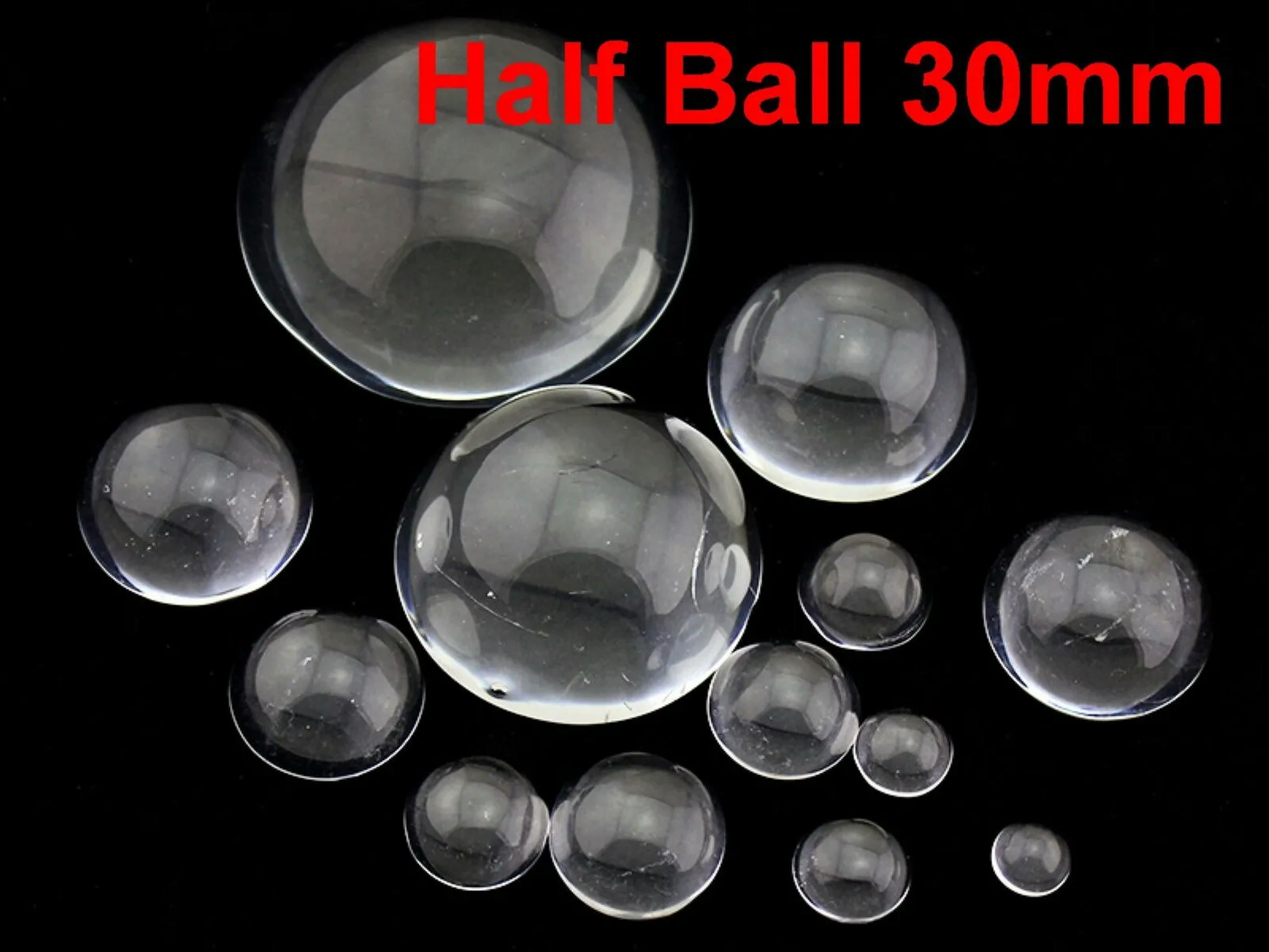 EOEMY 6 Transparent Clear Flatback Glass Half Sphere Ball Cabochon 30mm ...