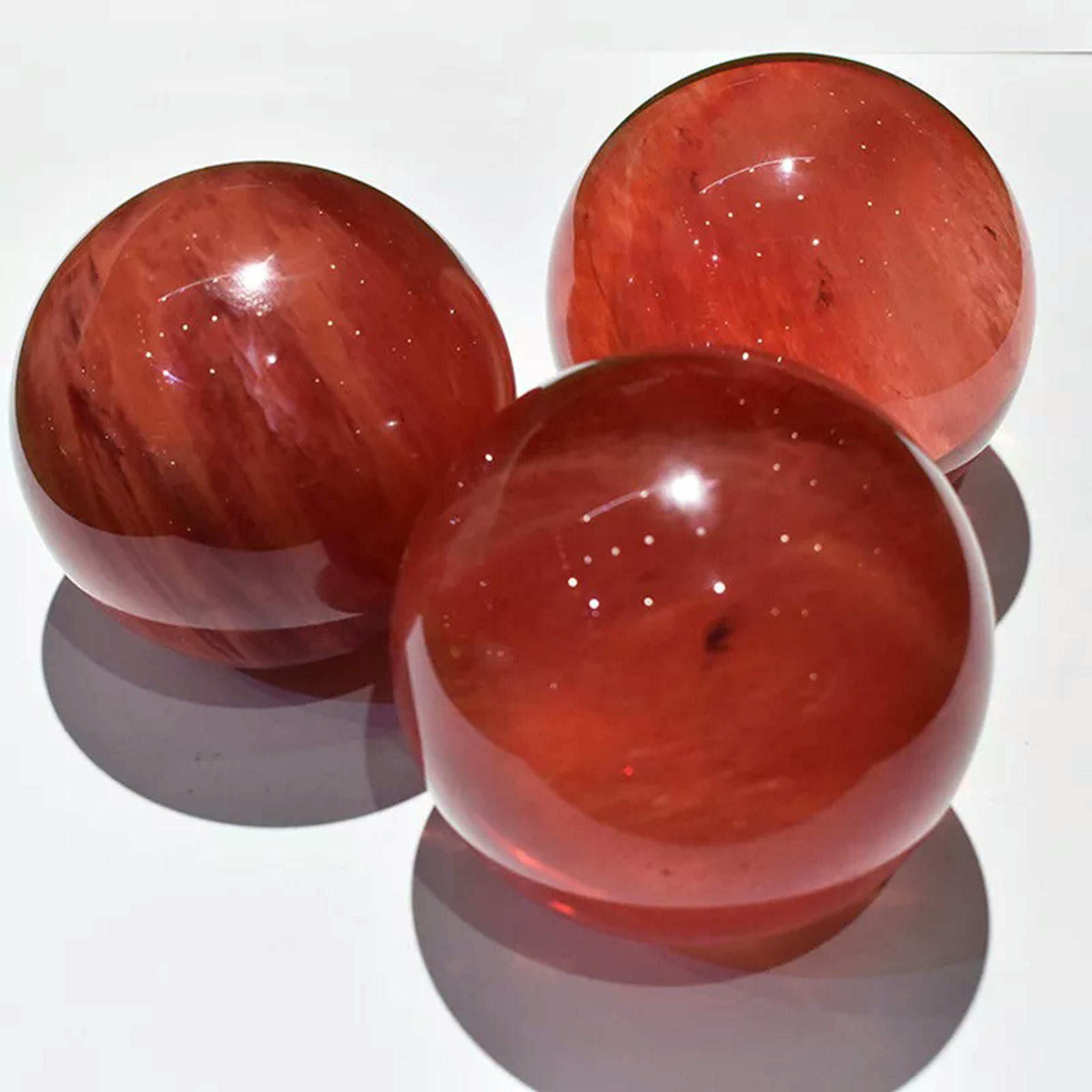 EOEMY 60mm Natural Red Smelting Quartz Sphere Healing Energy Crystal ...