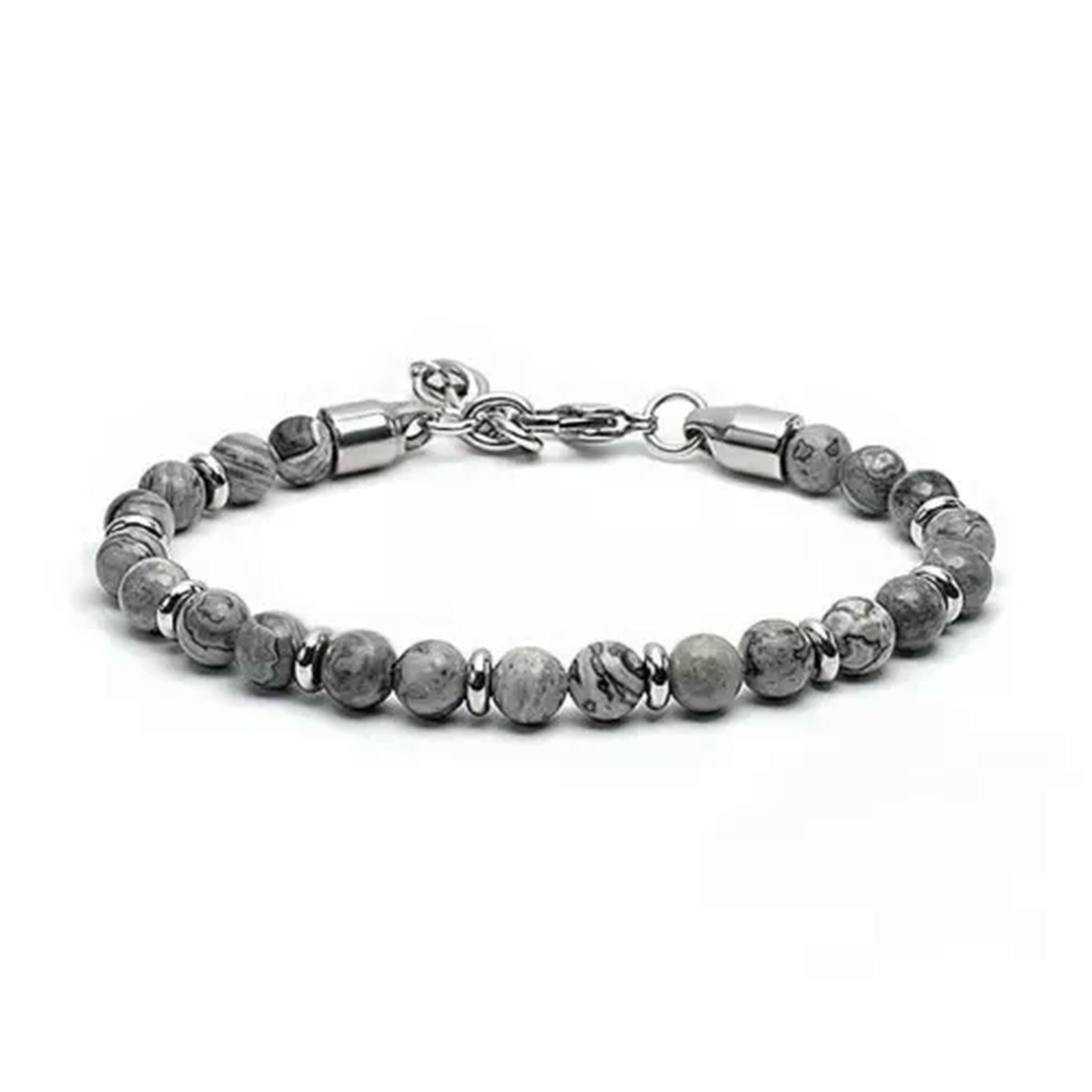 EOEMY 6mm Natural Stone Bracelet For Men Turquoise Stainless Steel ...