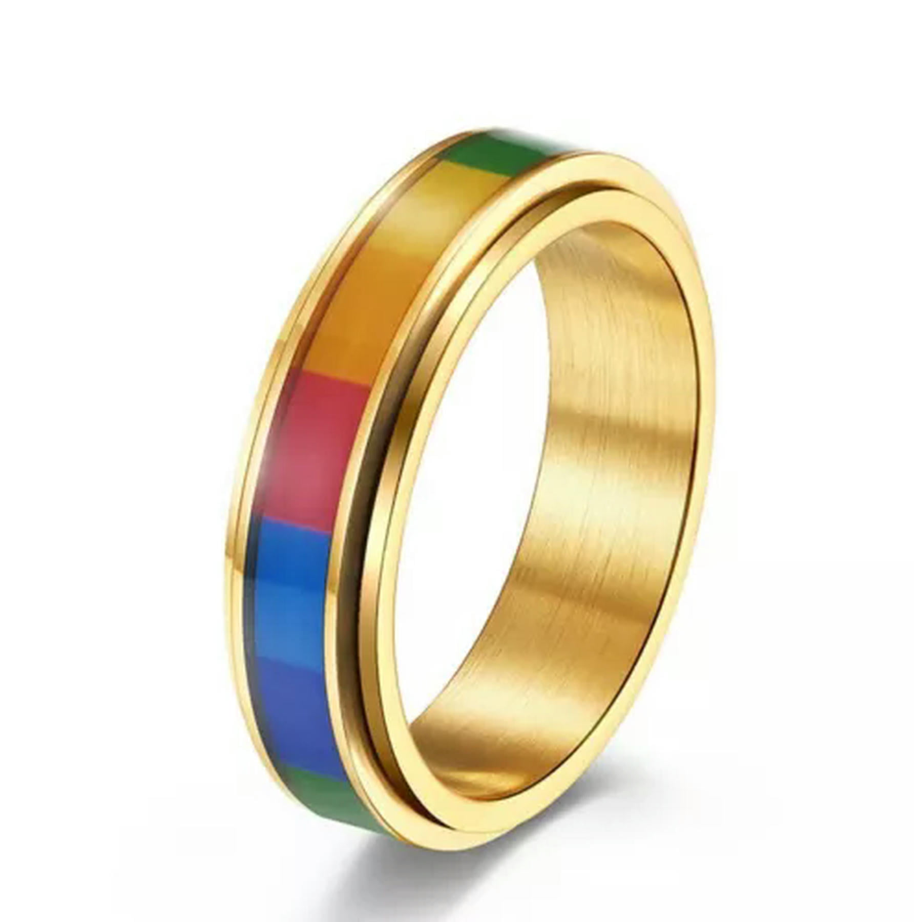 EOEMY 6mm Rotatable Band Titanium Steel Men'S Women'S Silver/Gold/Black ...