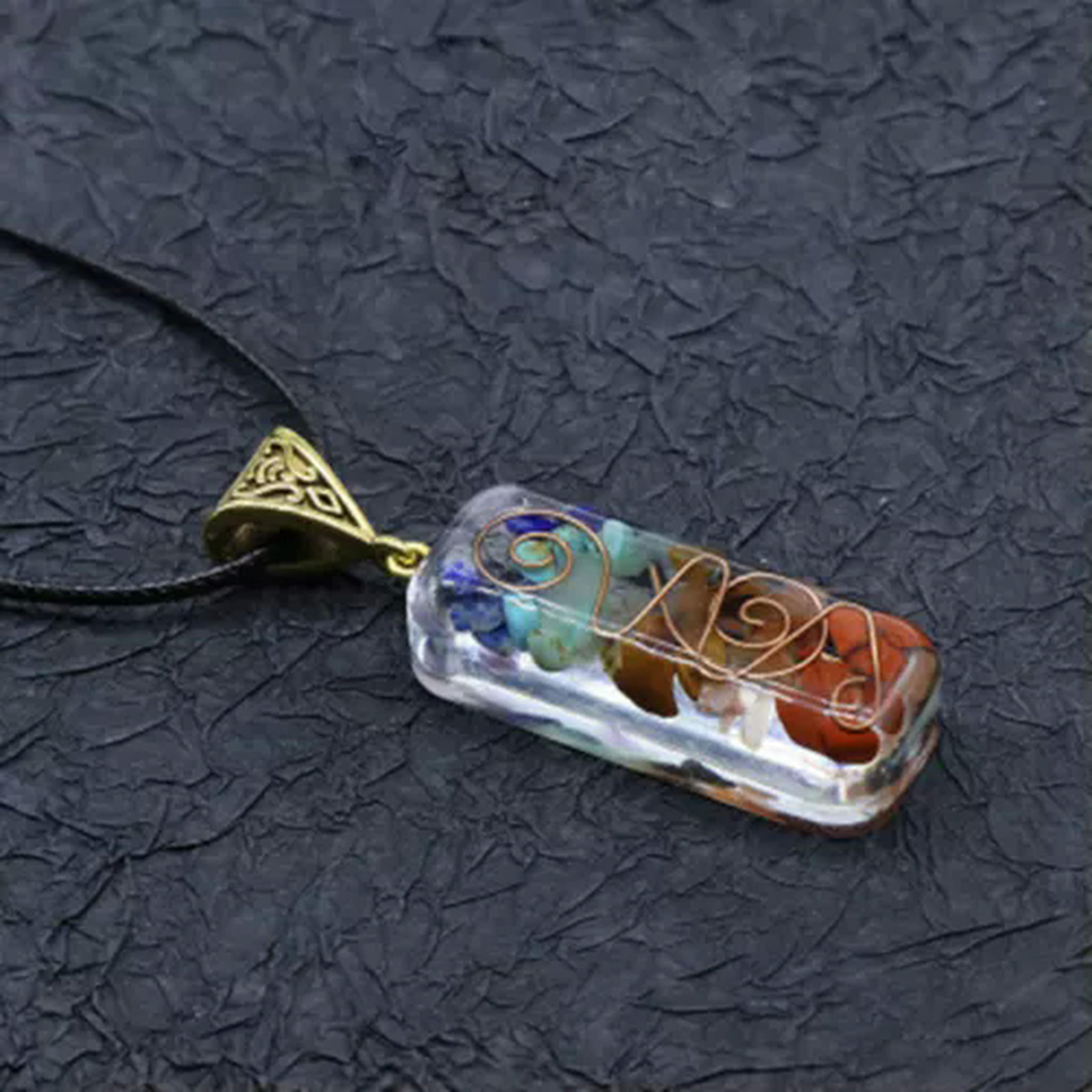 EOEMY 7 Chakra Healing Crystal Stone Pendant Talisman Orgonite Energy ...